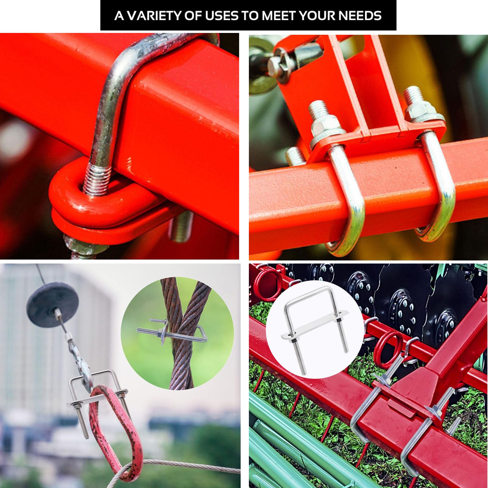 TA-VIGOR 2 sets M8 Round U-Bolts, 31mm Inner Width 90mm Length Steel U ...