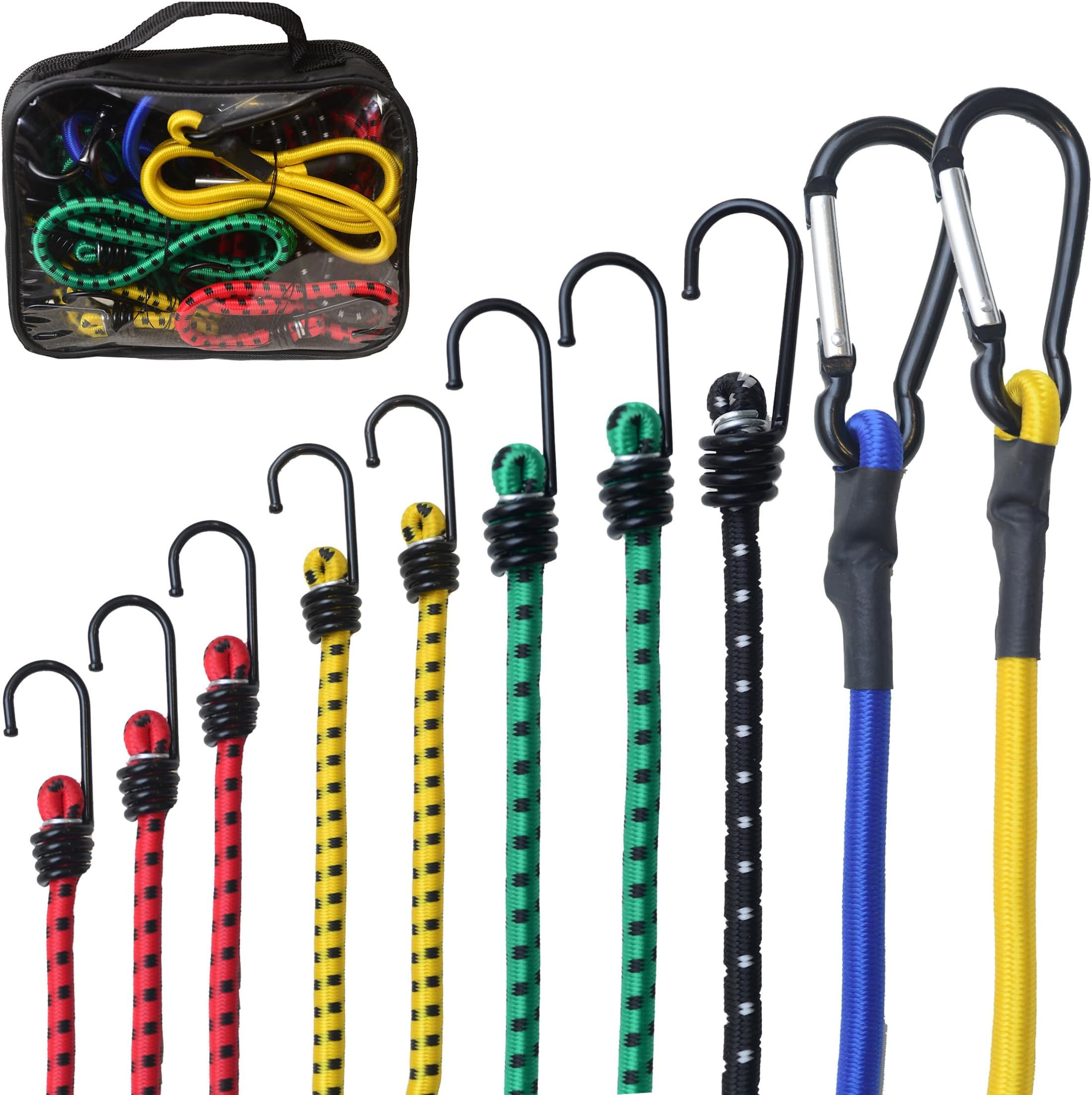 Heavy Duty Carabiner Bungee Cords with Hooks Proudly Made by Super ...