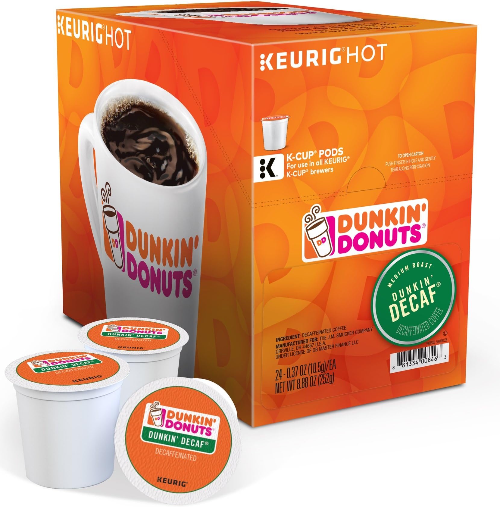 Amazon.com: Dunkin' Decaf Medium Roast Coffee, 88 Keurig K-Cup Pods ...