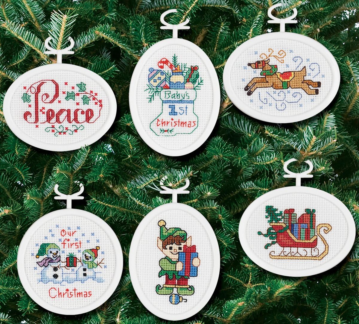 Amazon.com: Janlynn Cross Stitch Kit, 6 Festive Ornaments