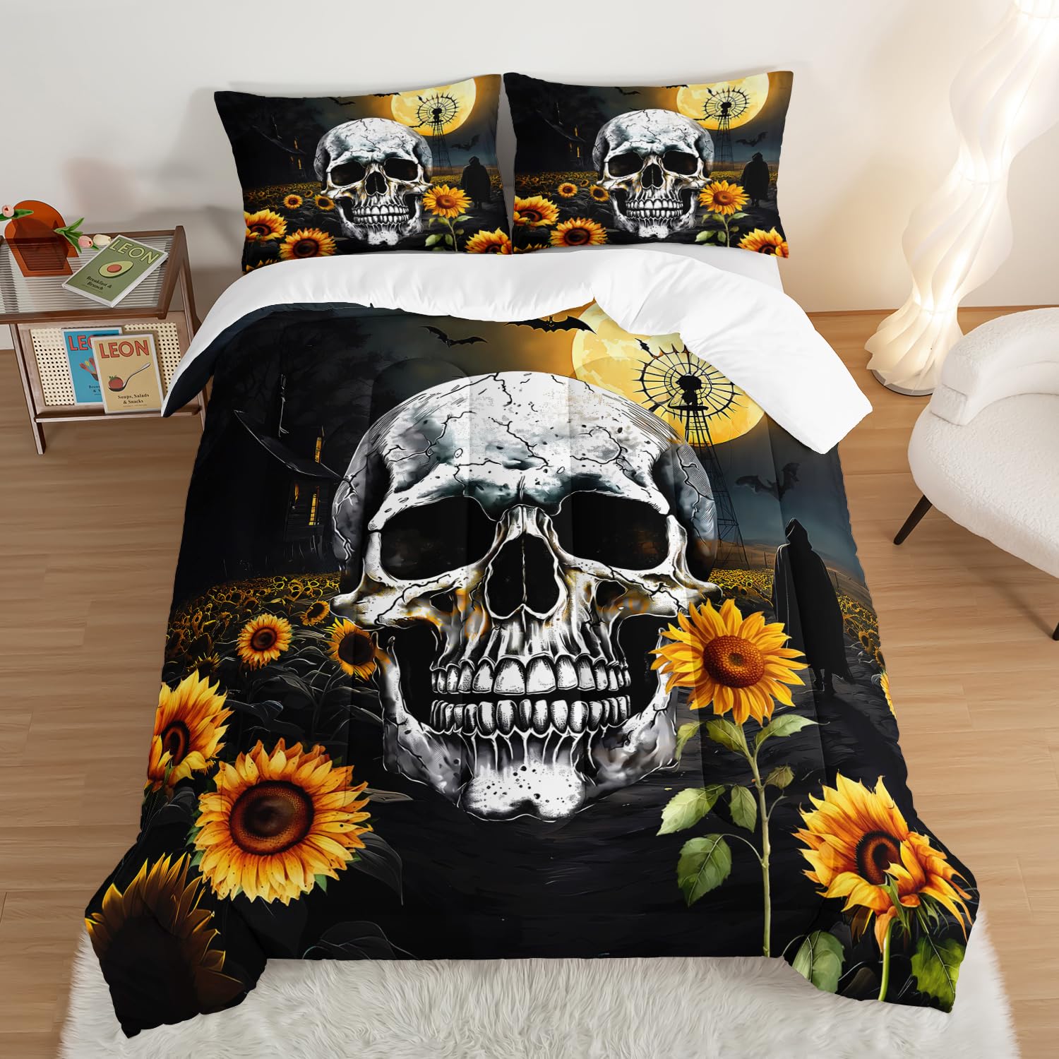 Amazon.com: UEVBF Skull Comforter Set for Gothic Decor Bedroom ...