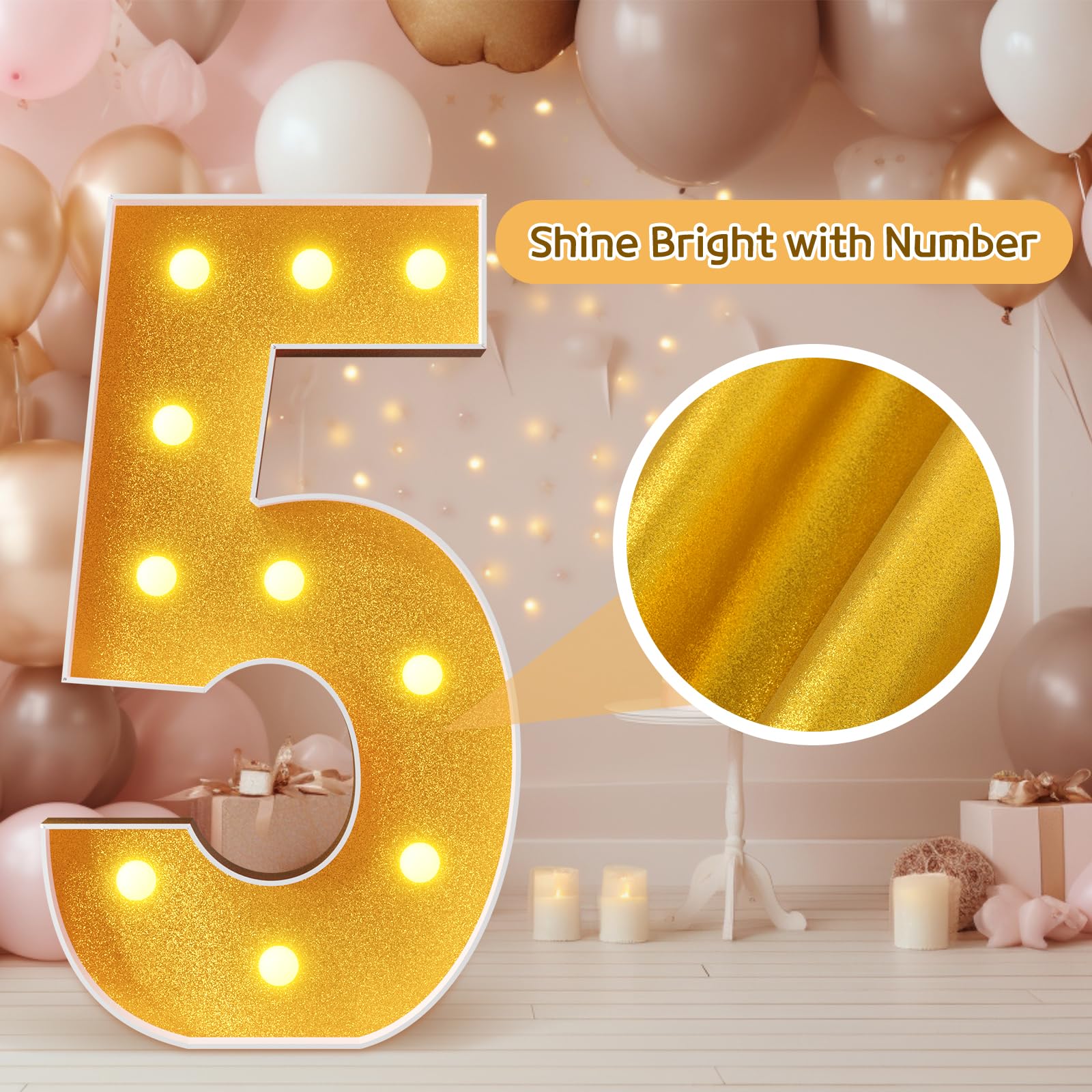 Snapklik.com : Imprsv Marquee Numbers Gold Party Decoration: 4 Feet ...