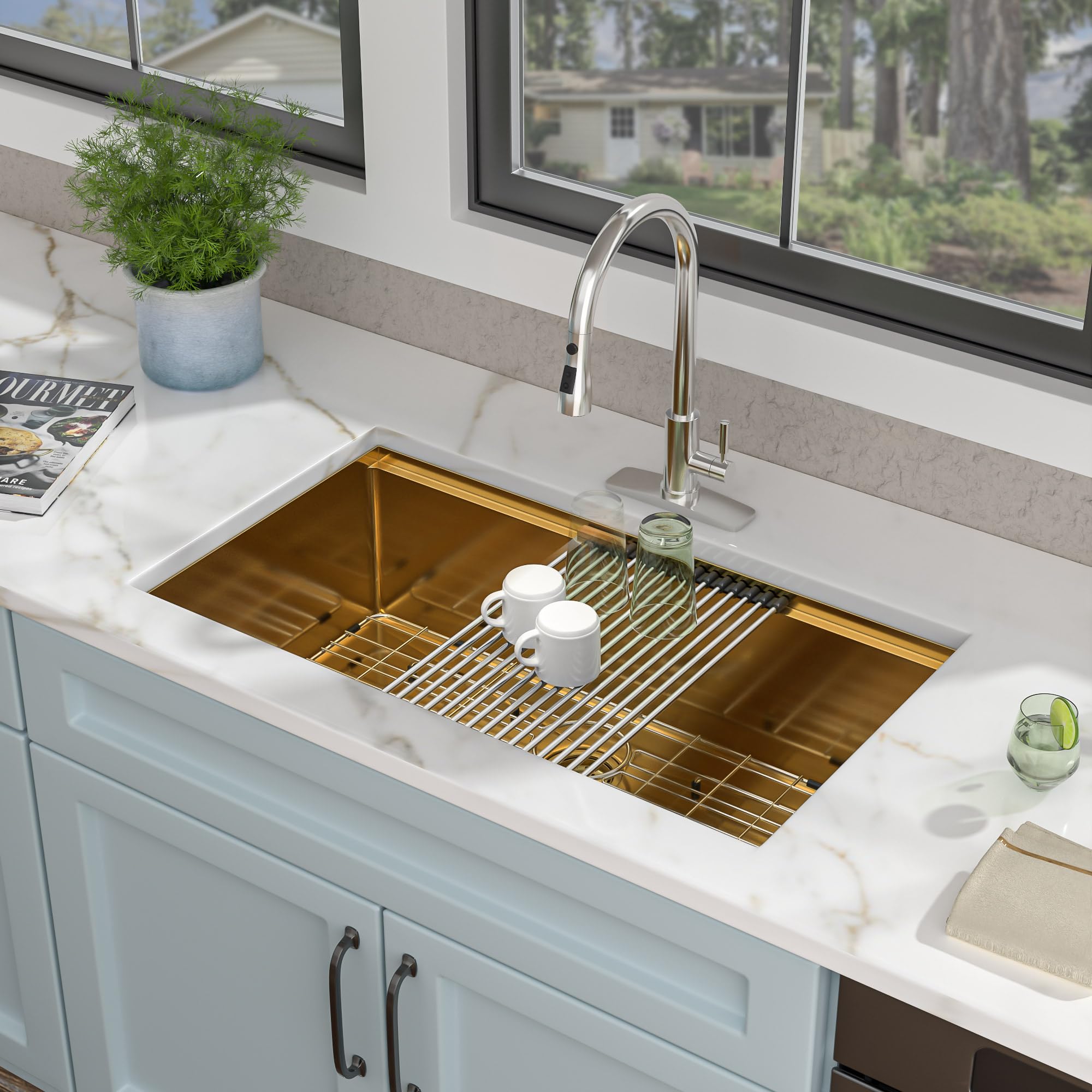 Snapklik.com : 33 Gold Undermount Kitchen Sink - 33x19 Inch Kitchen ...