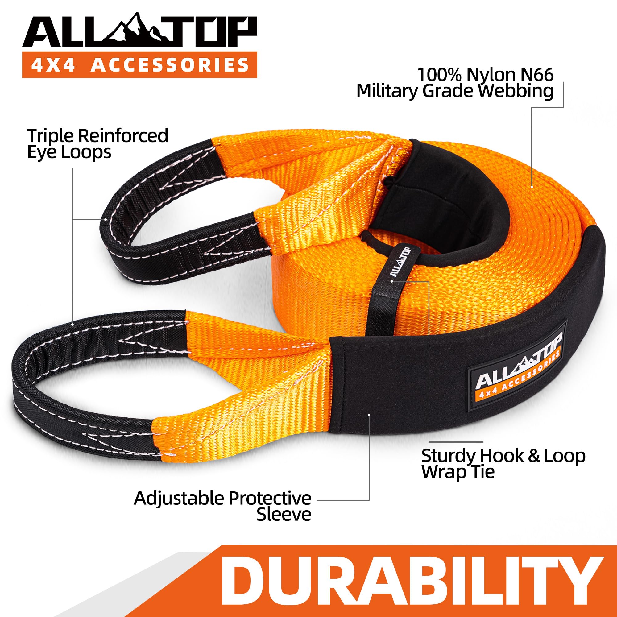 Snapklik.com : ALL-TOP Recovery Snatch Strap, 4in X 20ft - 46500Lbs ...