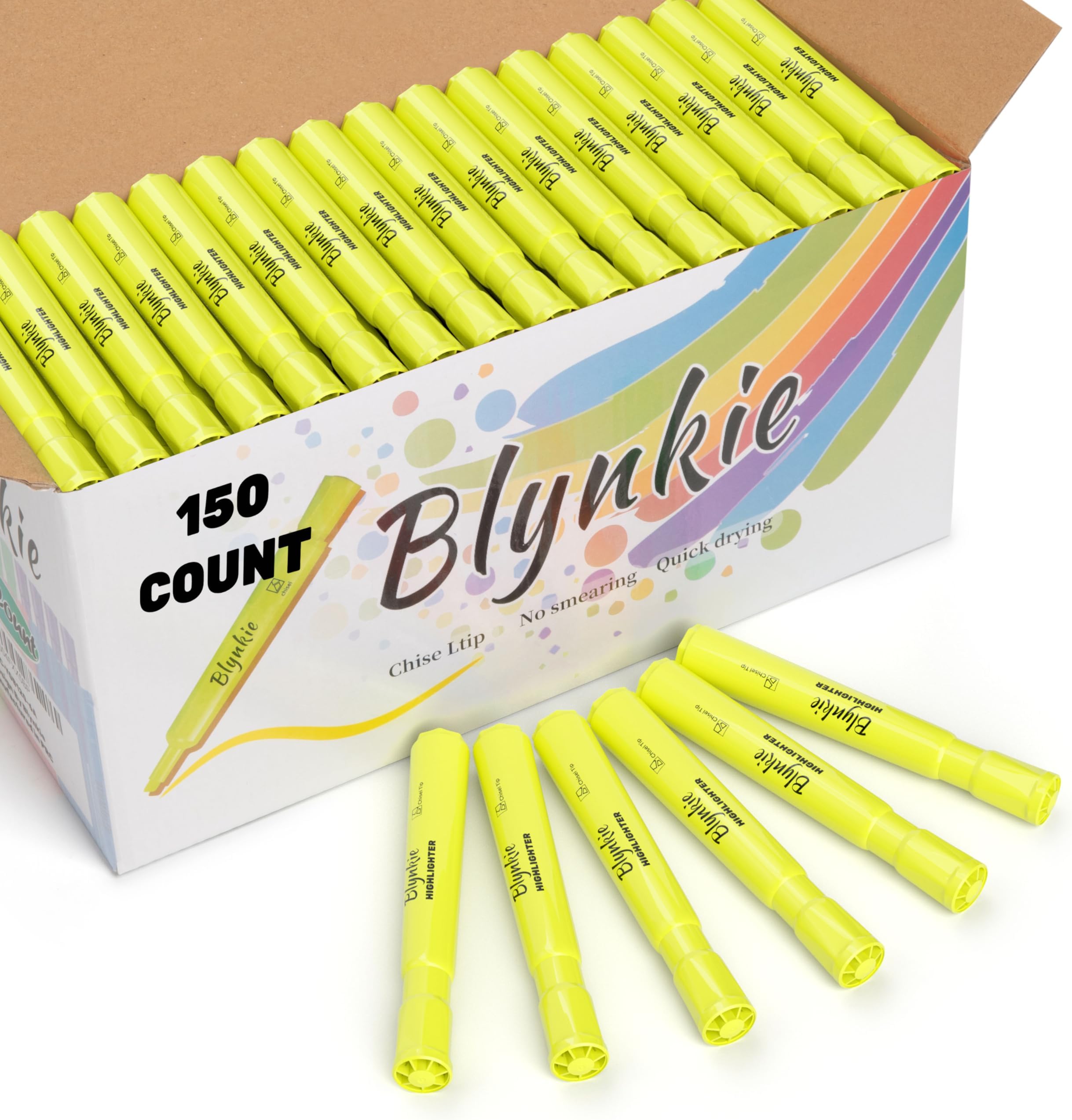 Amazon.com: Blynkie Highlighters Bulk 150 Pack of 6 Bright Colors Tank ...