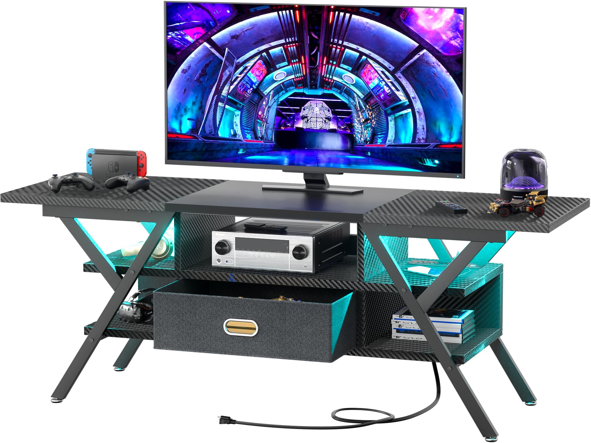Amazon.com: TV Stand for 55''/65'' TV - Carbon Fiber Black LED TV ...