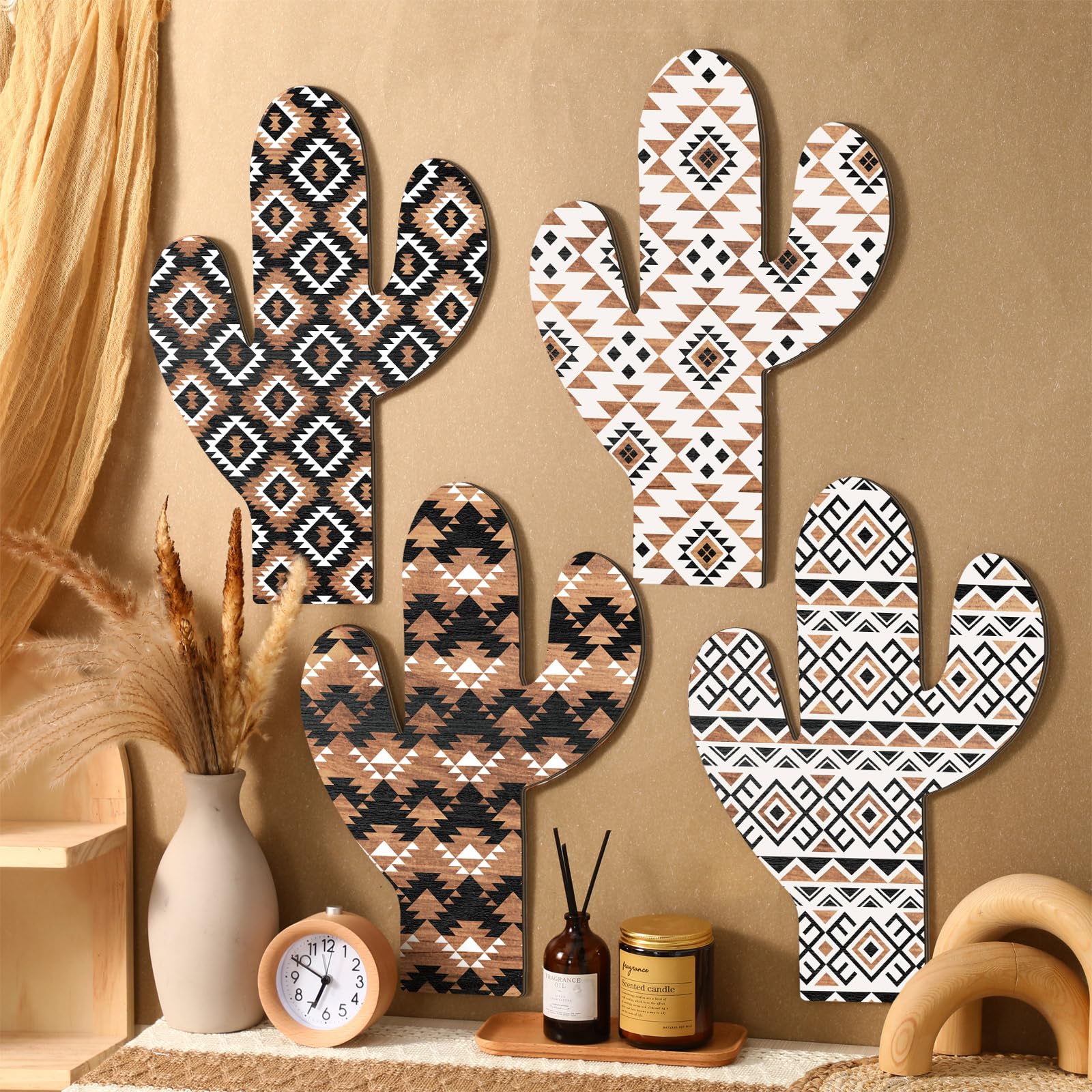 Amazon.com: Wesiti 4 Pieces Aztec Cactus Wall Decor Farmhouse Southwest ...
