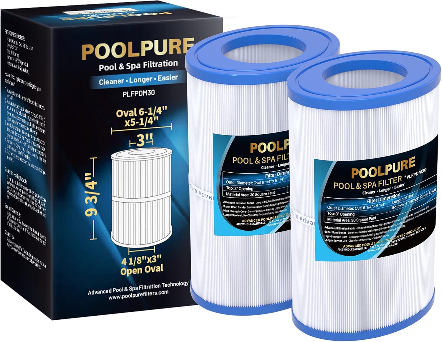 Amazon.com : POOLPURE Oval Filter Spa Filter PDM30 Compatible with ...