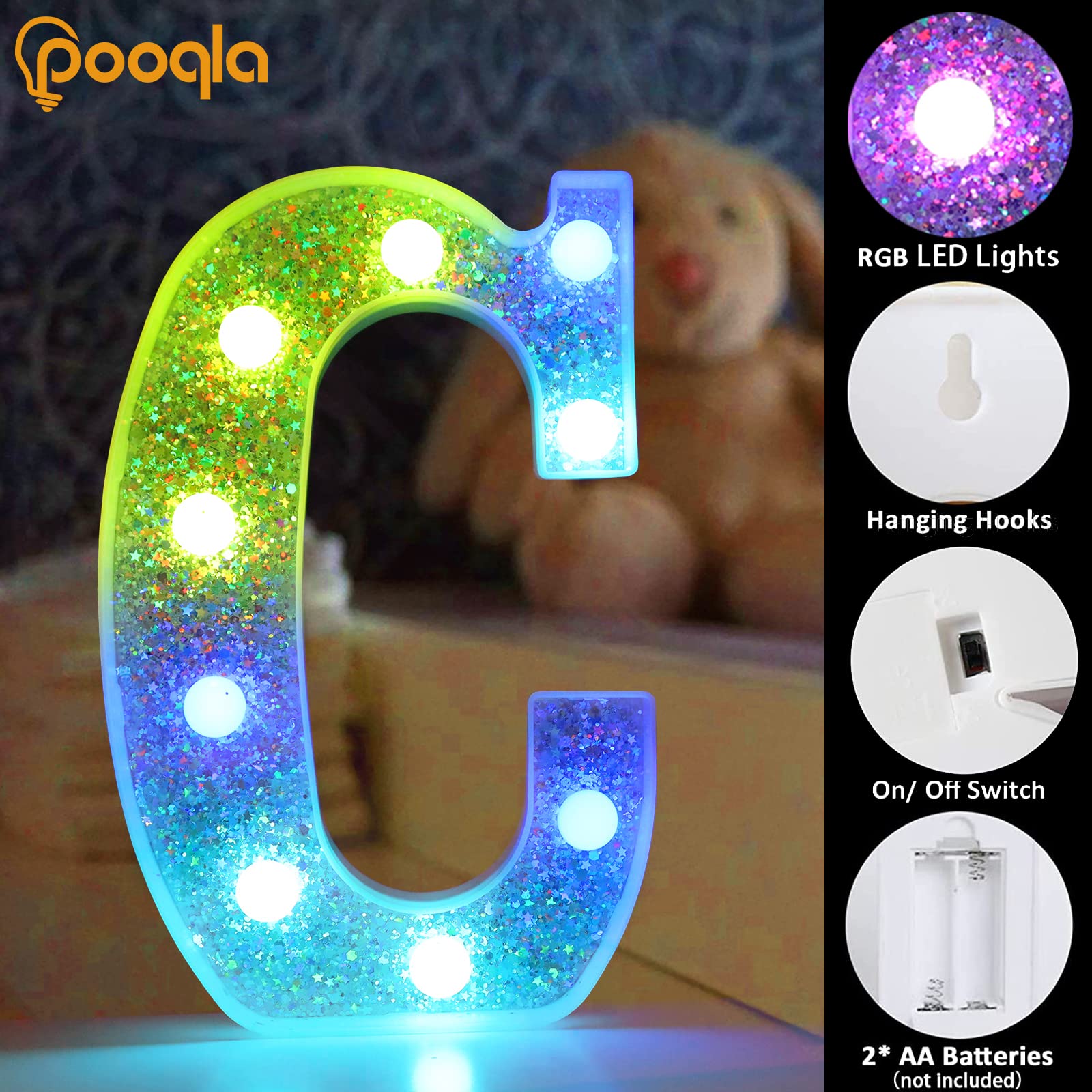 Snapklik.com : Colorful Light Up Letters, Silver LED Marquee Letter ...