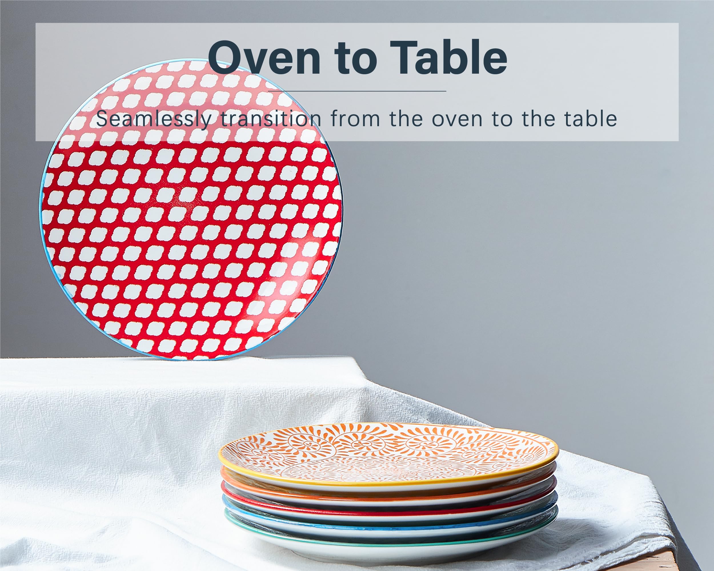 Snapklik.com : Dinner Plates Set Of 6, 8.5 Inch Porcelain Pasta Plates ...