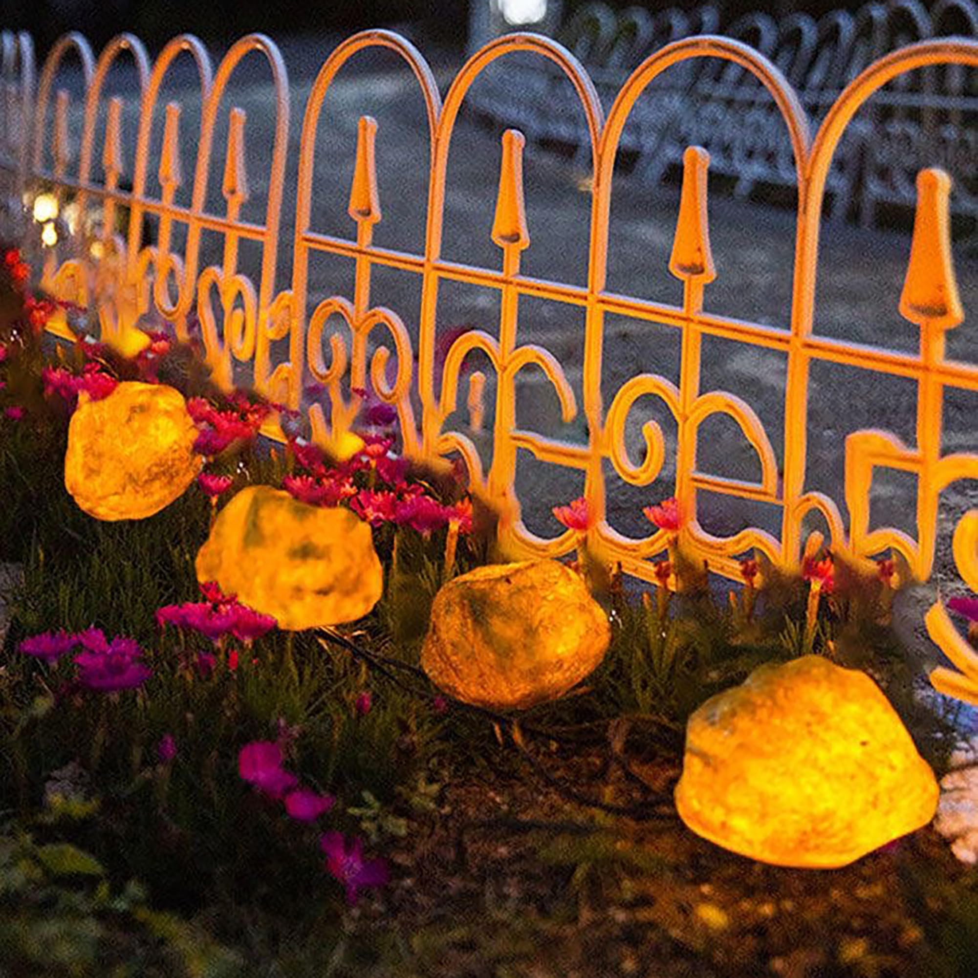 JOHOO Set of 4 Solar Lights Outdoor Waterproof Solar Pebble Rock Garden ...