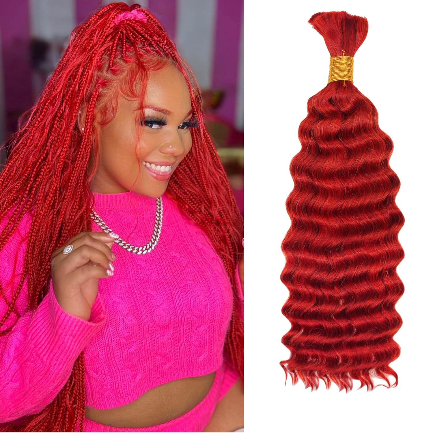 Amazon.com : Toniola Human Braiding Hair Deep Wave Bulk Human Hair for ...