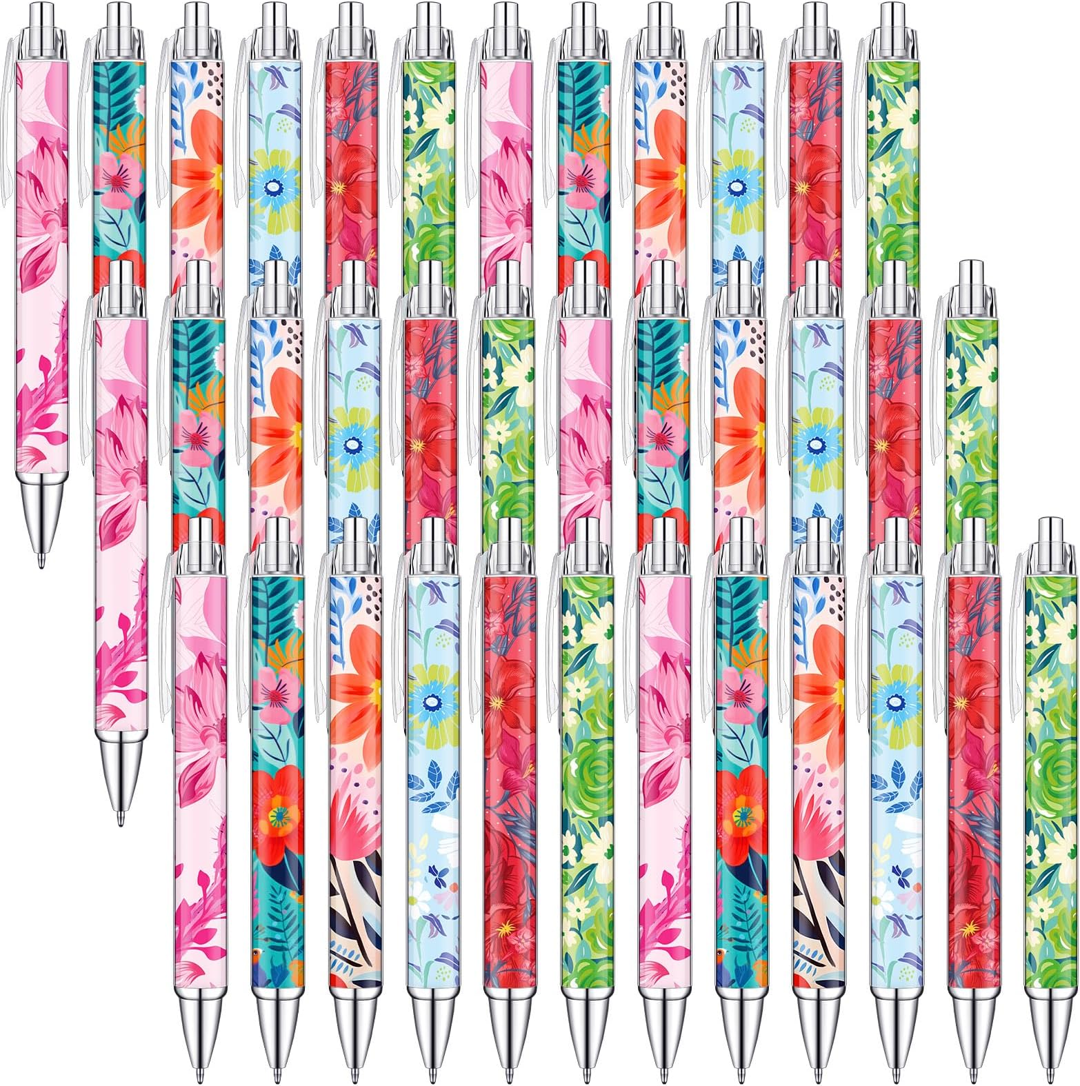 Amazon.com: 1000Art 6 Pcs Floral Pens Pink Cute Pens Black Ink 0.5mm ...