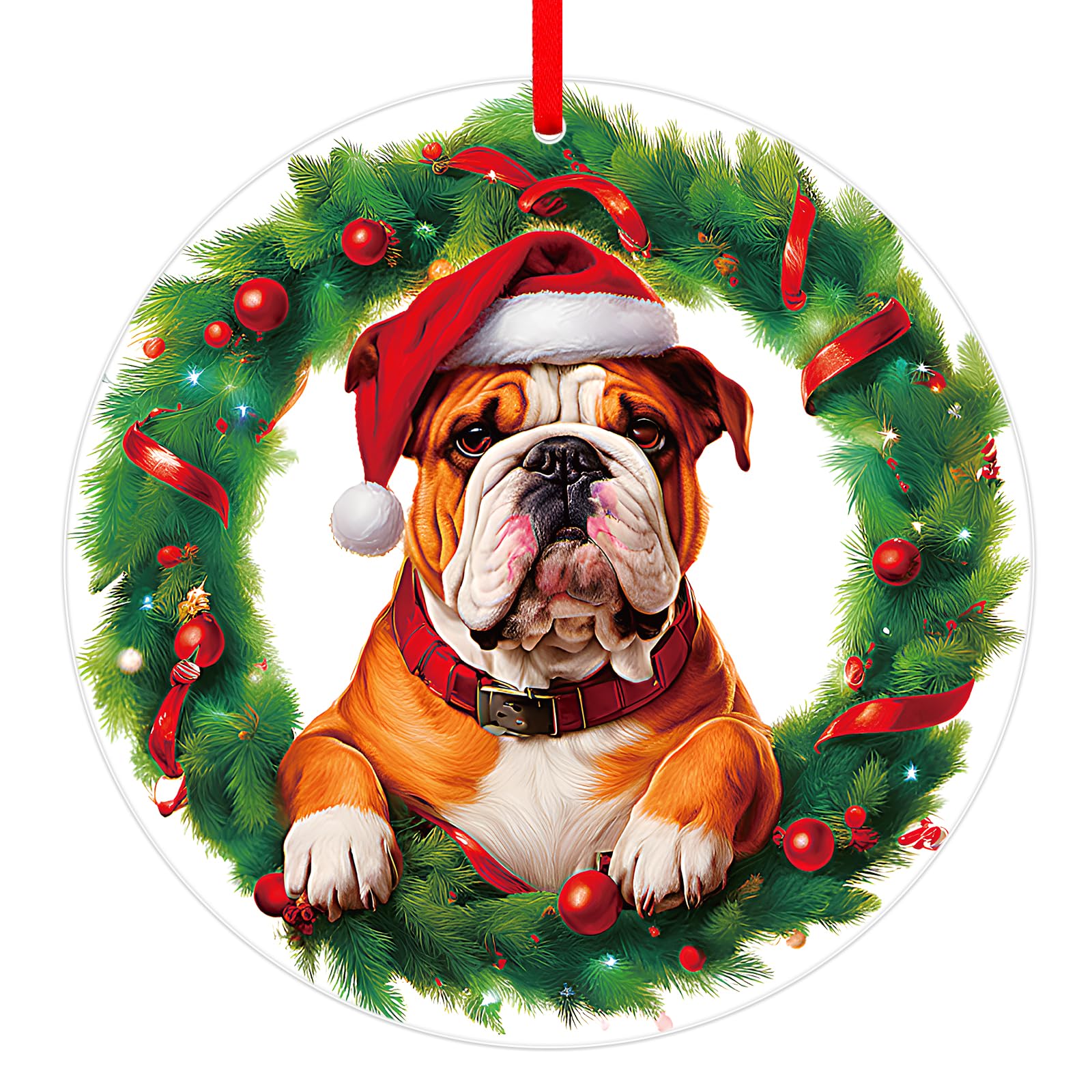 Amazon.com: D4DREAM Bulldog Christmas Ornament Acrylic English Bulldog ...