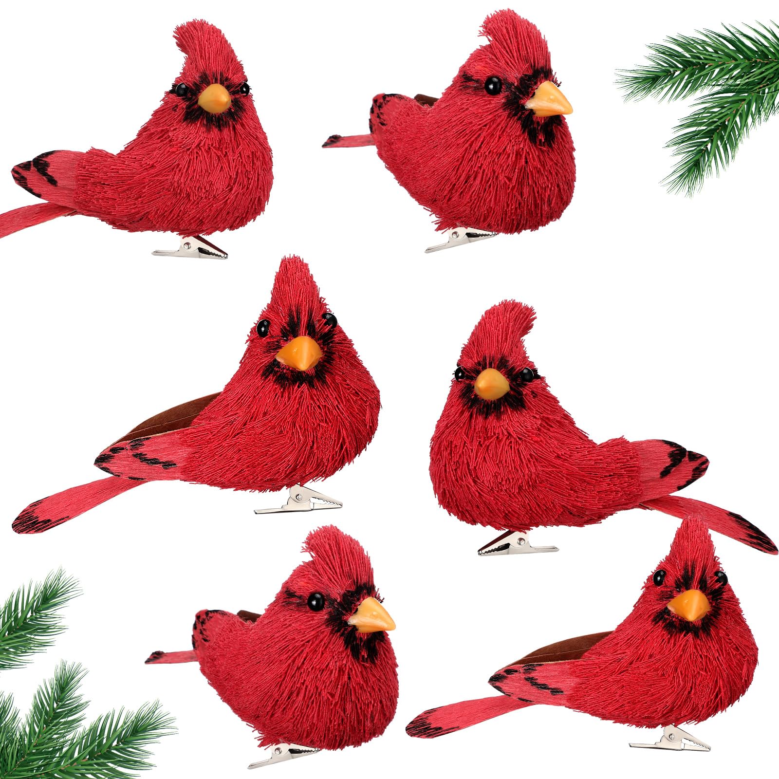 Amazon.com: Namalu 6 Pcs Christmas Cardinal Clip on Tree Ornaments Red ...