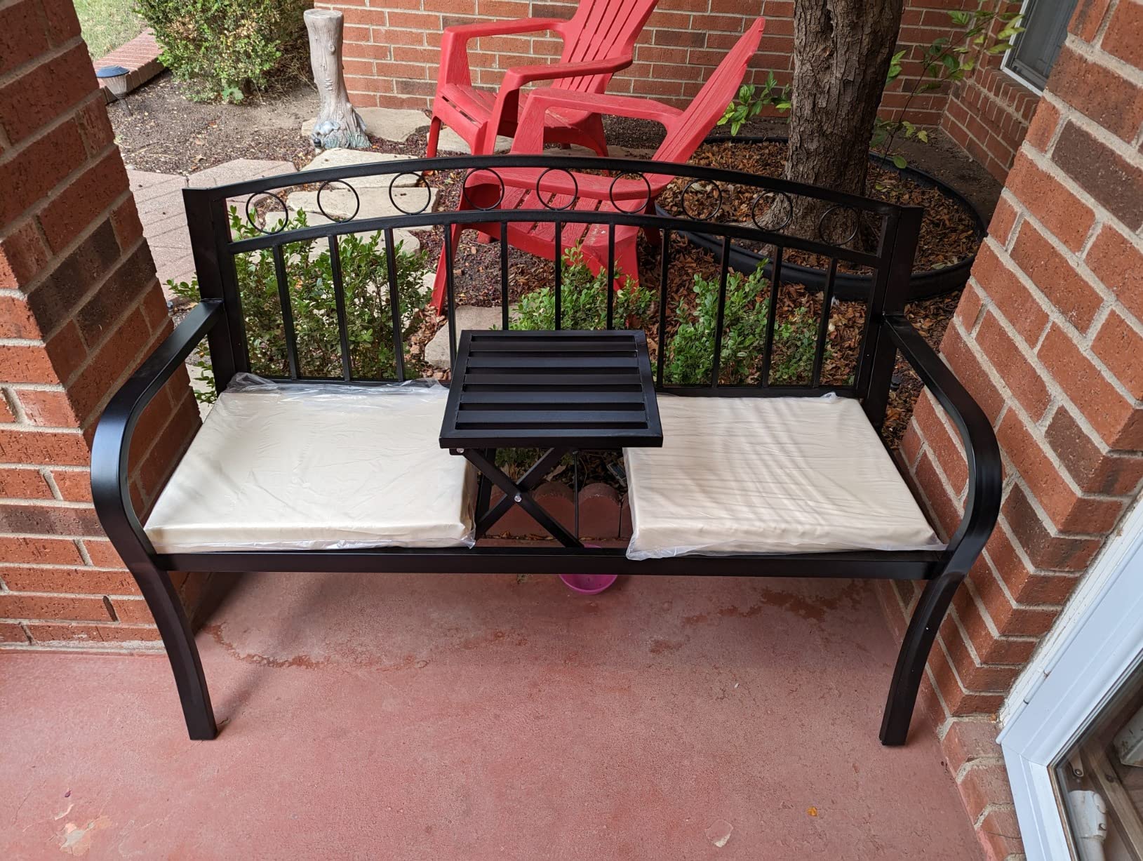 $22/mo - Finance AVAWING Outdoor Metal Garden Bench, 2-Seat Patio Porch ...