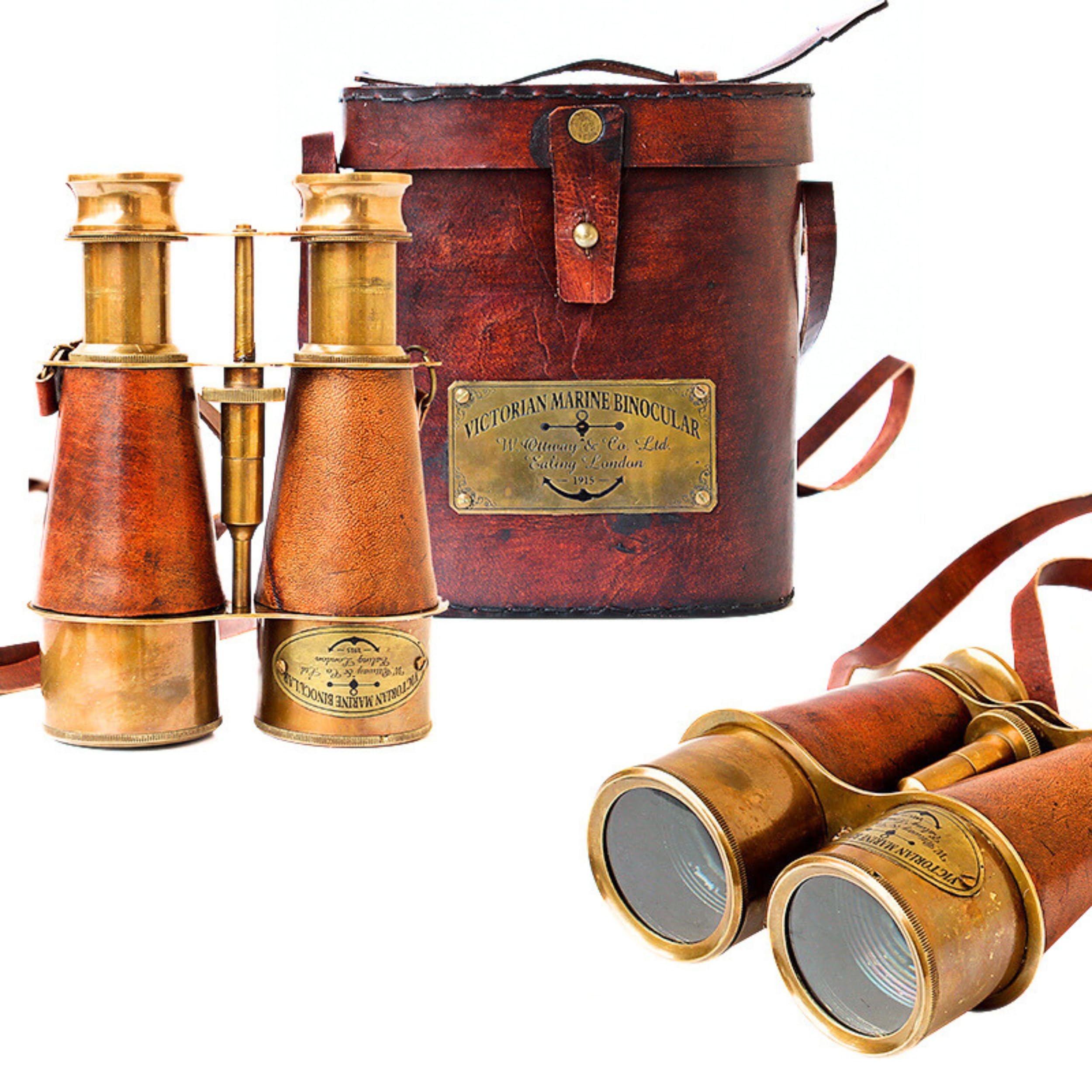 Antique Nautical Victorian Marine Brass Leather Binocular Sailor ...