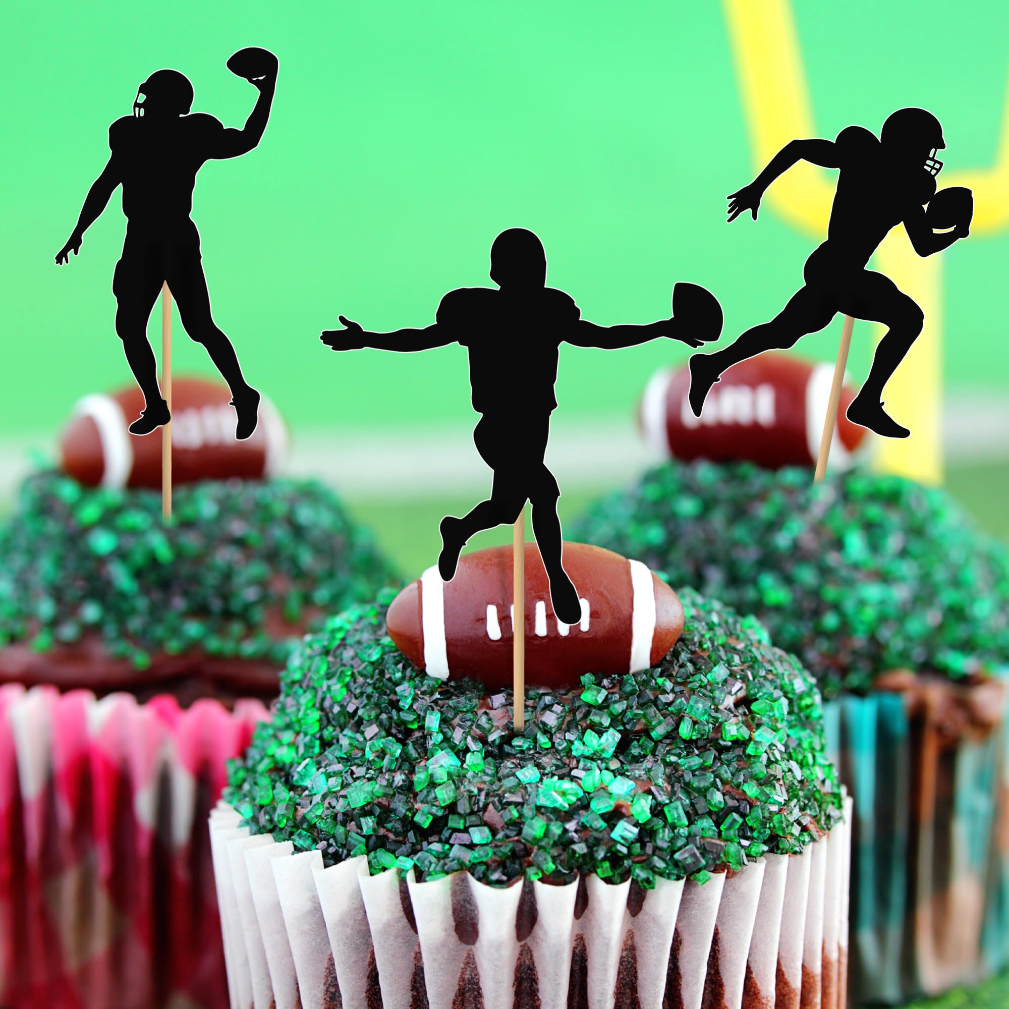 Snapklik.com : 24 Pcs Football Cupcake Toppers, Disposable Foot Ball ...