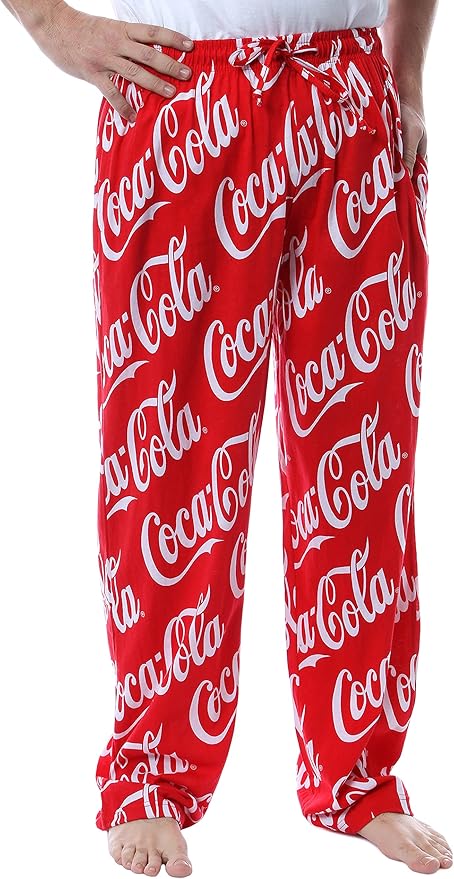 Coca-Cola Coke Men's Allover Logo Design Knit Lounge Sleep Pajama Pants ...