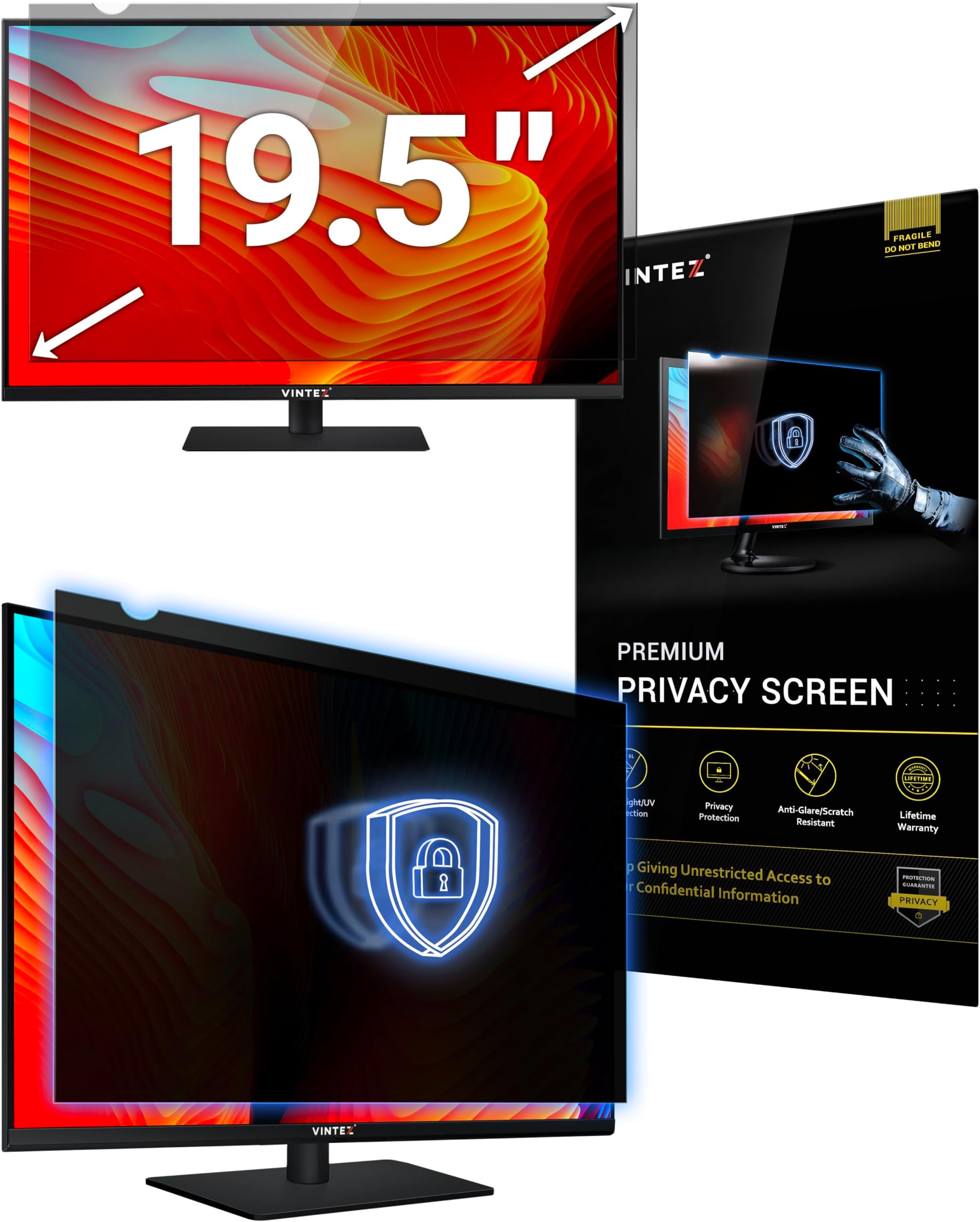 Amazon.com: MOBDIK [2 Pack] 22 Inch Removable Computer Privacy Screen ...