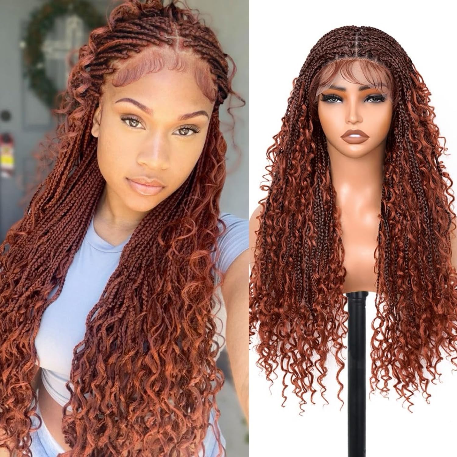 Amazon.com : Suntefic Knotless Boho Box Braided Wigs for Black Women ...