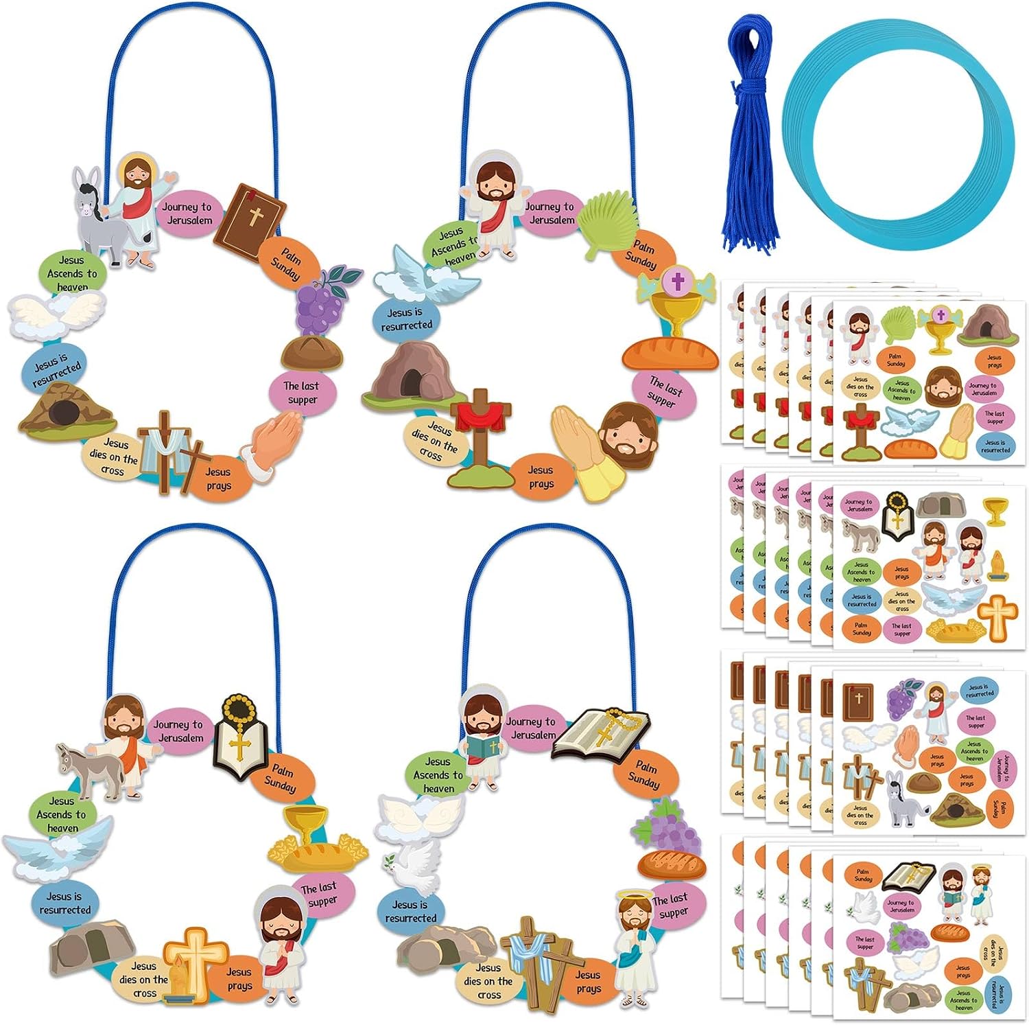 Amazon.com: Crtiin 24 Pcs Religious Easter Wreath Craft Kit Christian ...