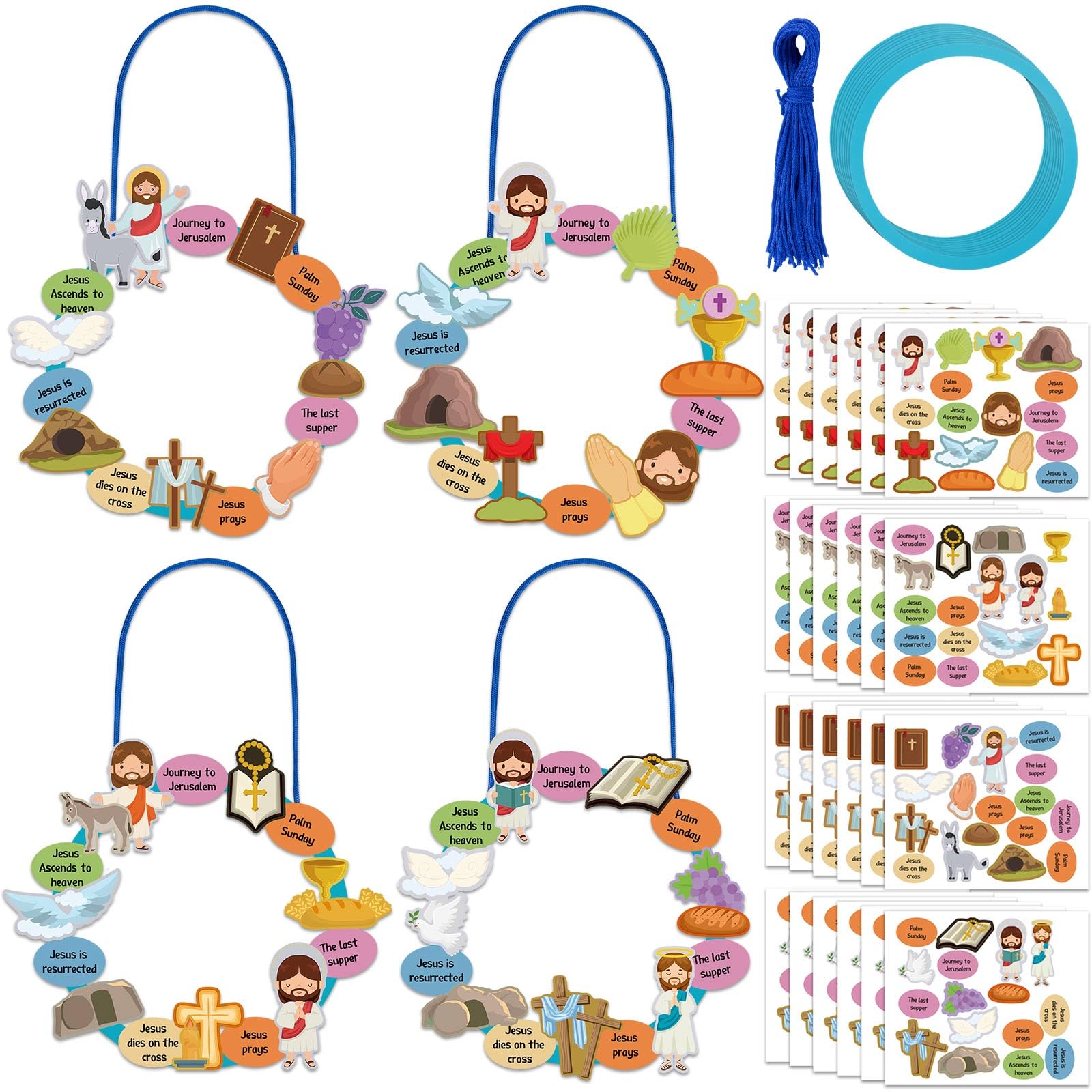 Snapklik.com : 24 Pcs Religious Easter Wreath Craft Kit Christian Make ...