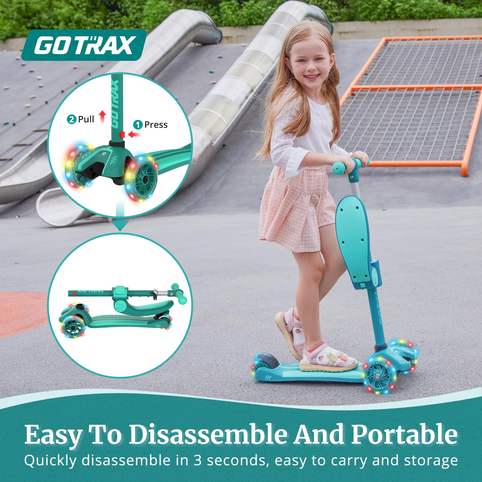 Snapklik.com : Gotrax KS3 Kids Kick Scooter, LED Lighted Wheels ...