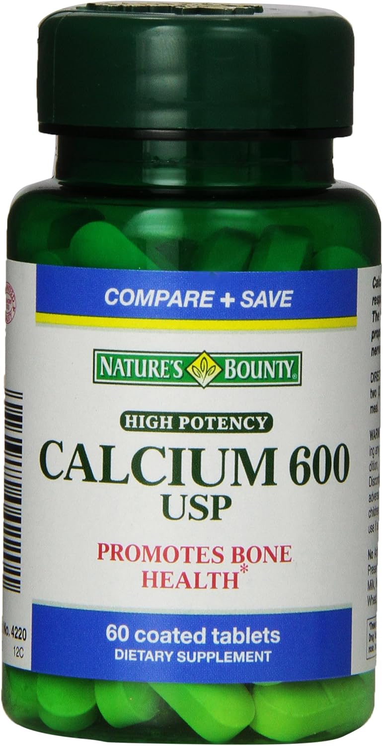 Nature's Bounty High Potency Calcium 600, 60 Tablets (Pack of 3 ...