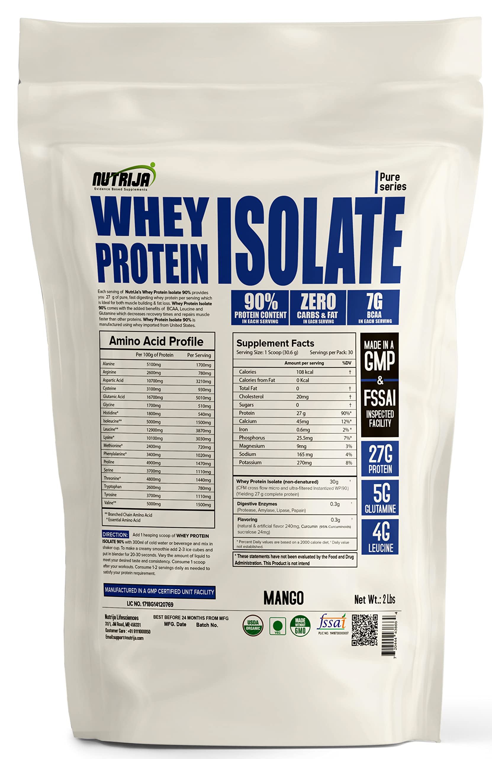 NutriJa WHEY PROTEIN ISOLATE 90%™ - Zero Carb & Zero Fat with Added ...