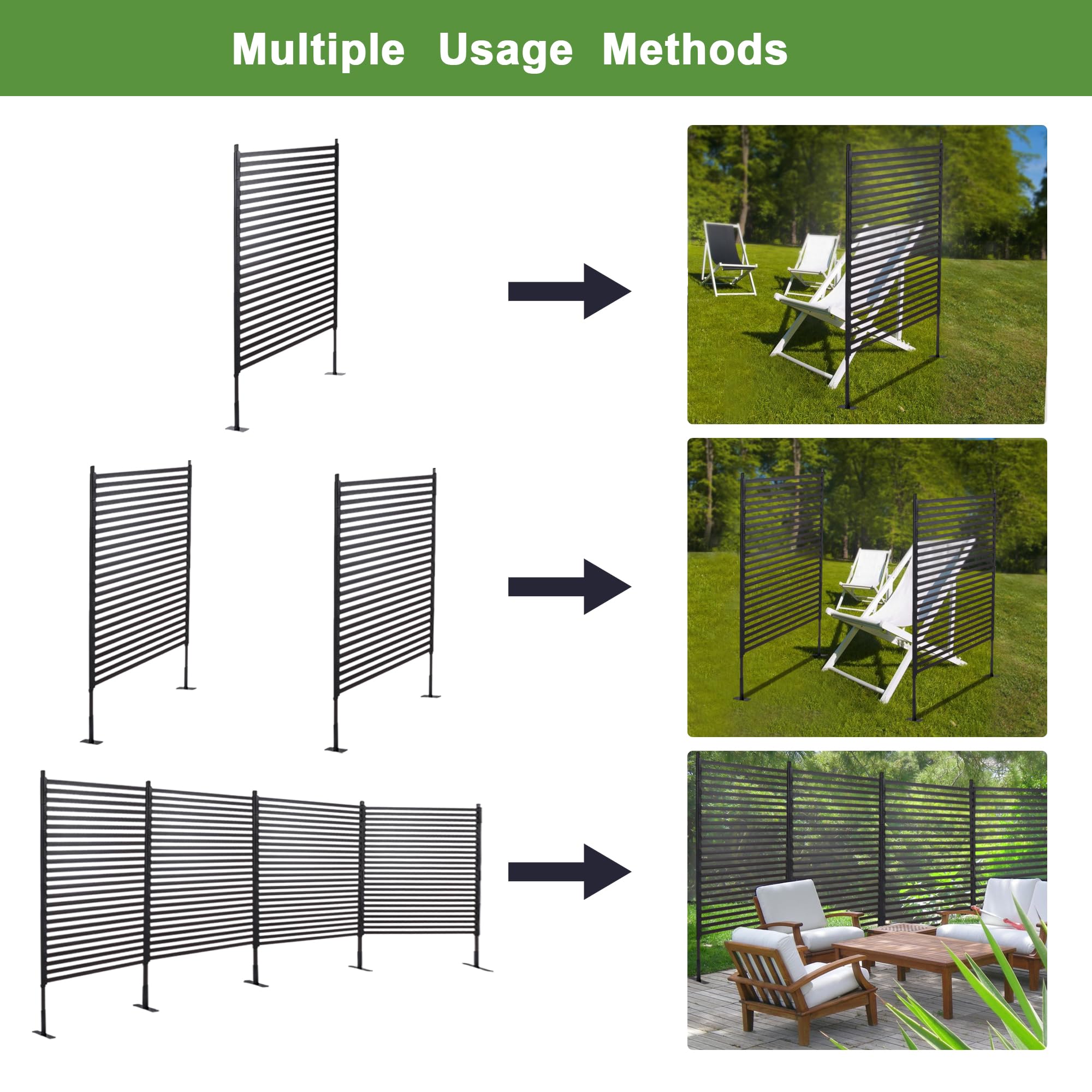 Snapklik.com : Gtouse Metal Privacy Screen Panel Outdoor, 5ft H X 3ft W ...
