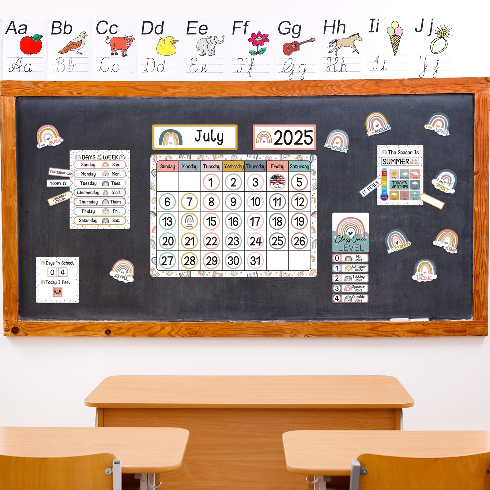 Snapklik.com : BelleAngle Boho Rainbow Calendar Bulletin Board Set