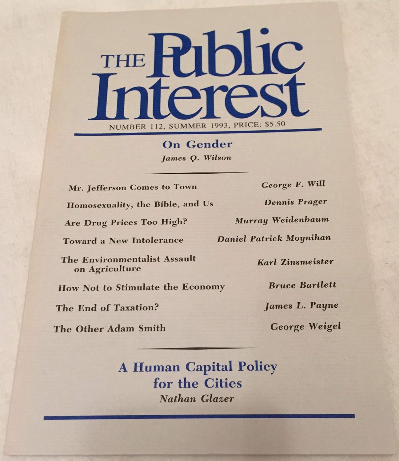 The Public Interest (Summer 1993 Number 112): James Q. Wilson, Nathan ...