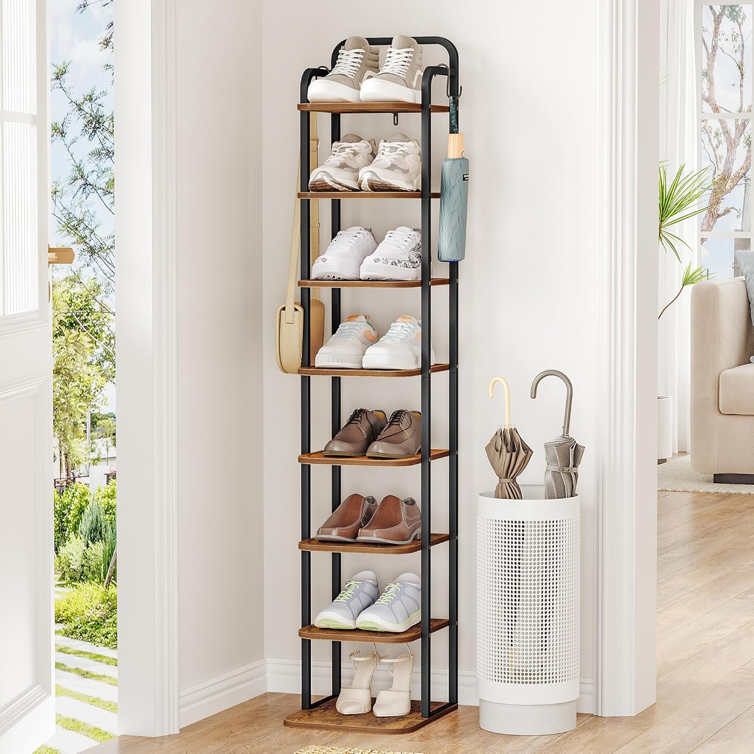 Amazon.com: Hzuaneri 8 Tiers Vertical Shoe Rack, Narrow Shoe Tower ...