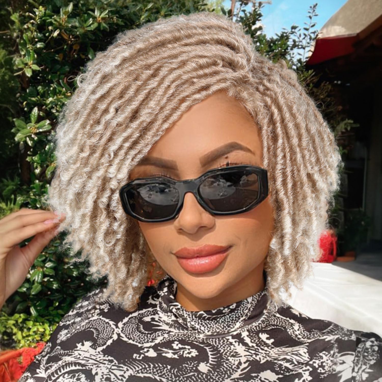 Amazon.com : Fancy Hair Short Dreadlock Wig Afro Twist Faux Locs Wig ...