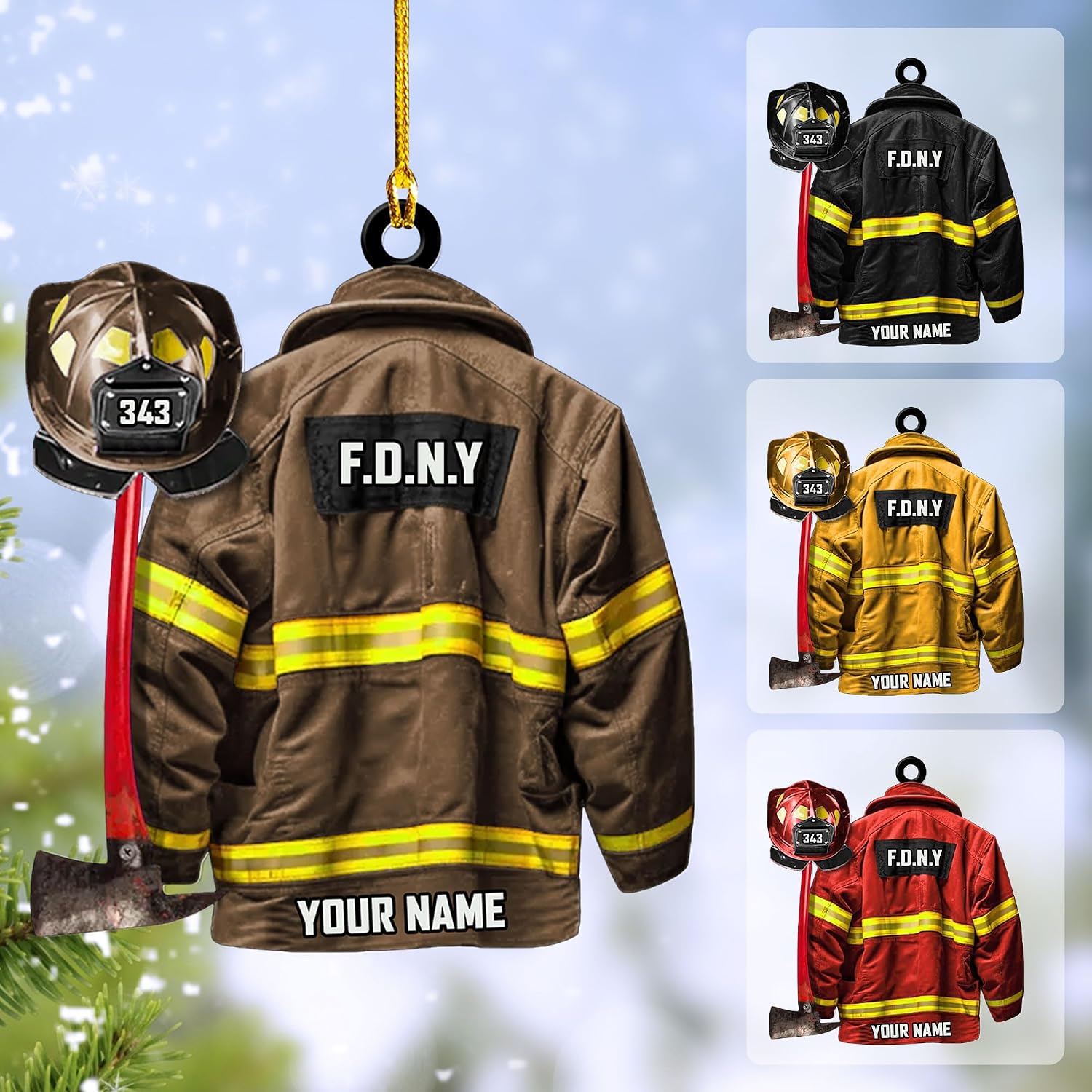 Amazon.com: Personalized Firefighter Christmas Ornament, Custom Name ...