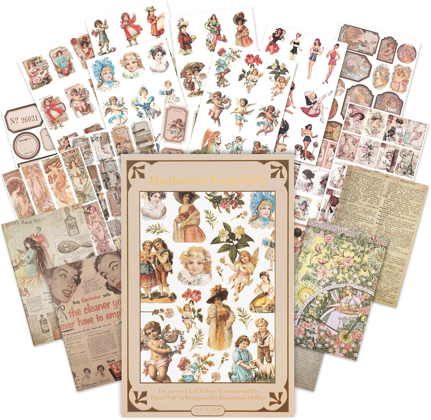 Amazon.com: NOGAMOGA Pre-Cut Washi Angel & Vintage Girls Sticker Book ...