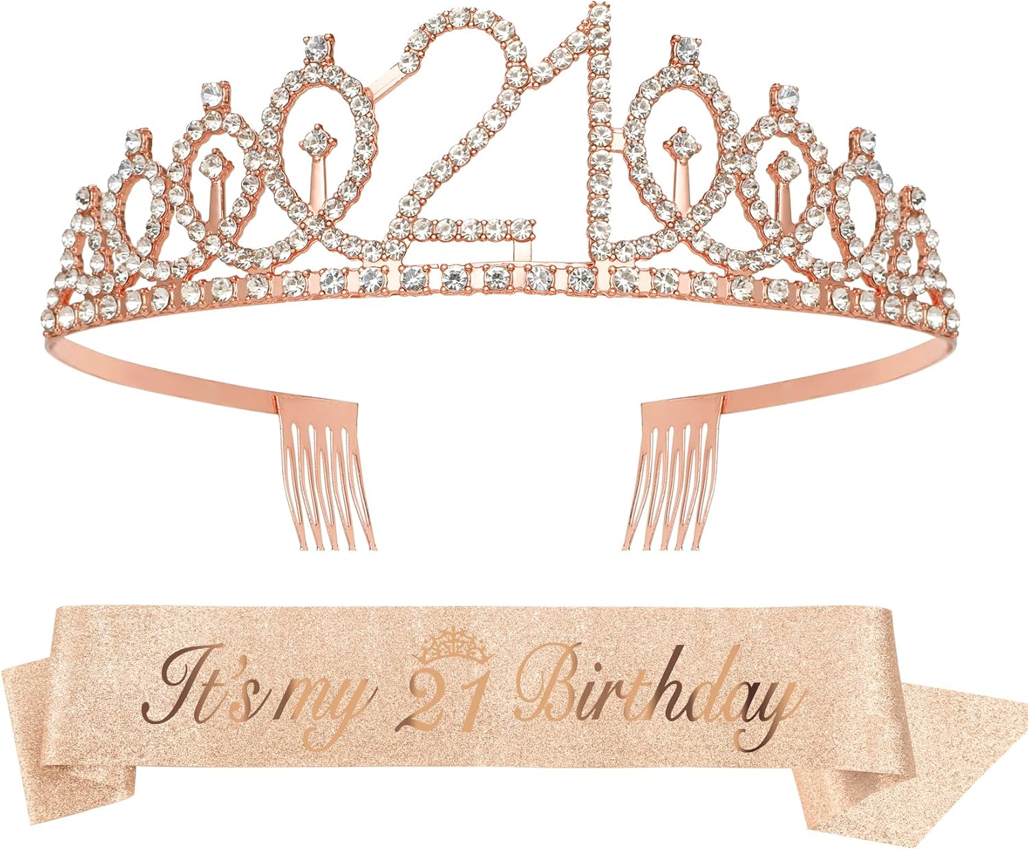 Amazon.com: 21st Birthday Tiara and Sash Set Gifts for Women Girl ...