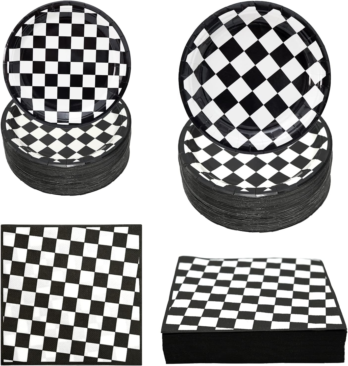 Amazon.com: 60Pcs Race Car Black and White Checkered Party Supplies ...