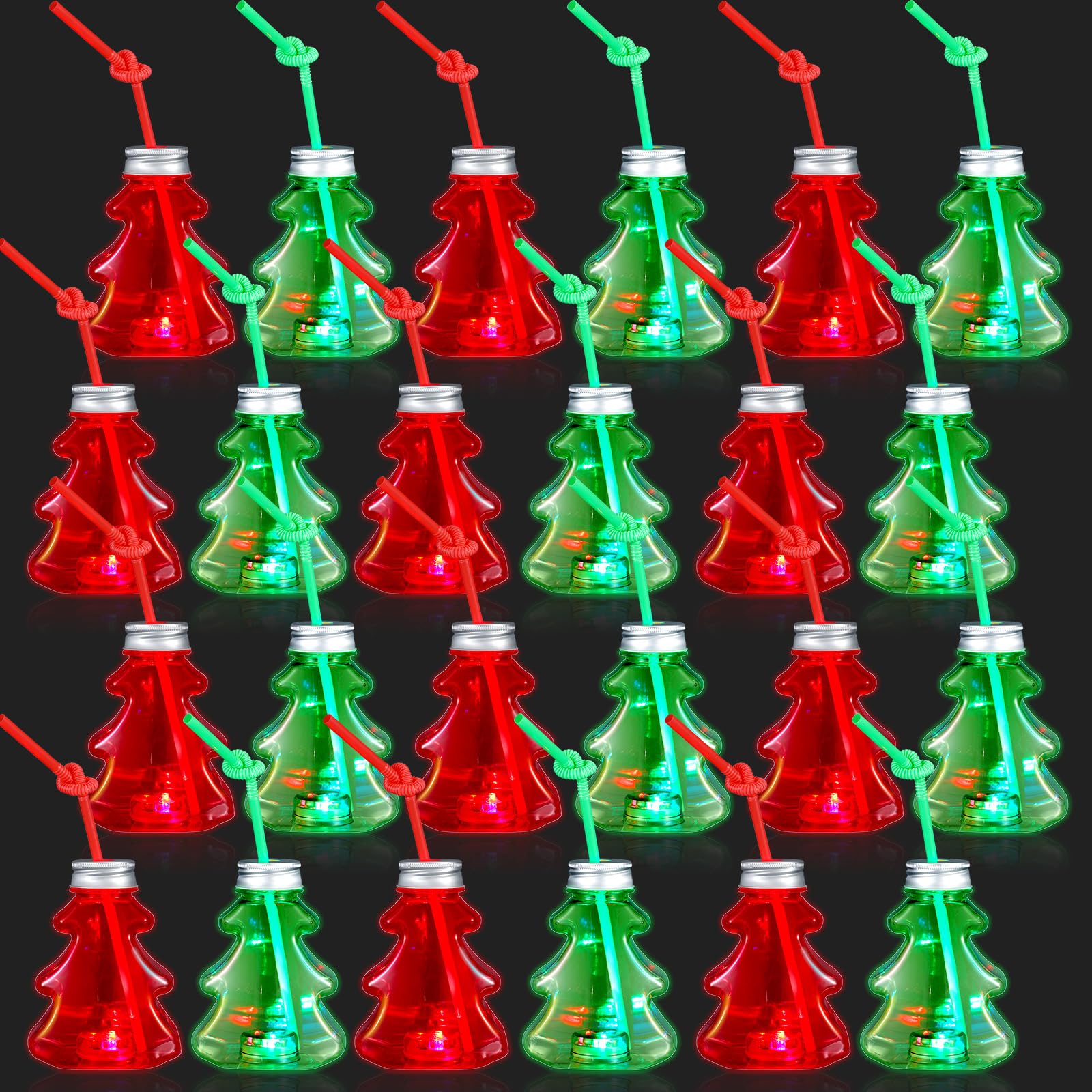 Tioncy 10oz Christmas Light up Ball Cups with Lid and Straw Xmas Glow ...
