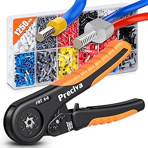 Preciva Ferrule Crimping Tool Kit, Hexagonal Ratchet Wire Crimp Pliers for AWG 28-7with 1250PCS ...