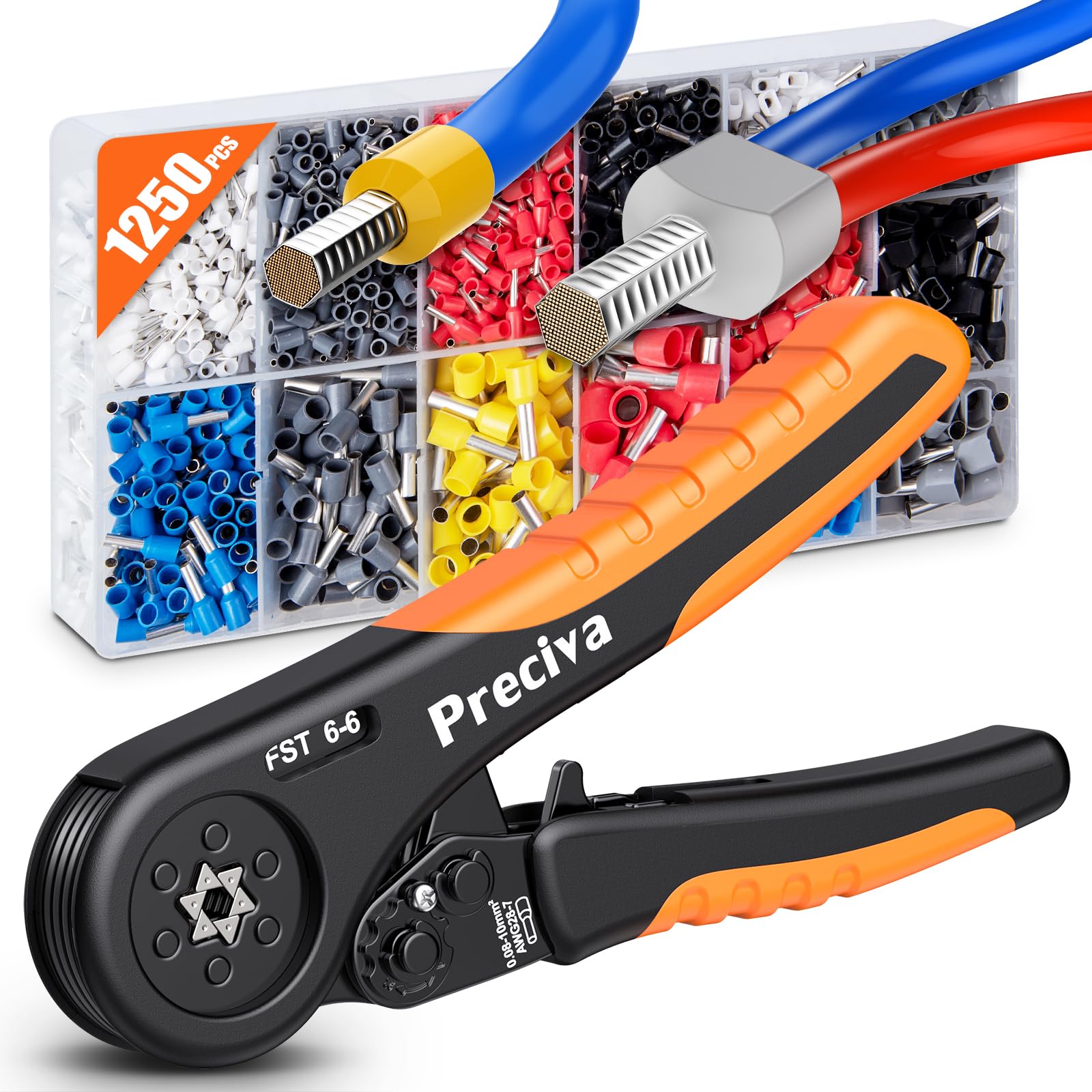 Snapklik.com : Preciva Ferrule Crimping Tool Kit, Hexagonal Ratchet ...