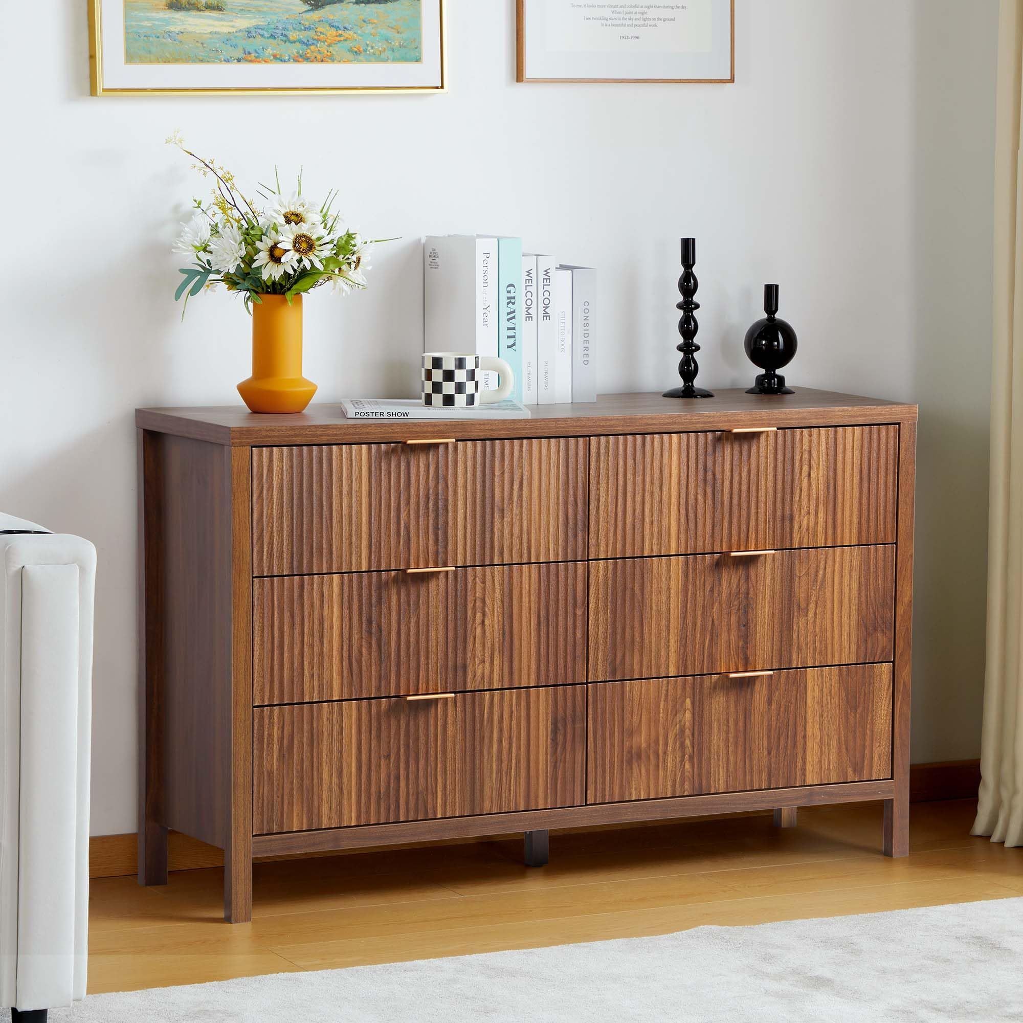 Amazon.com: Benjara BM285077 59 in. Acacia Wood 6 Spacious Drawers Hedy ...