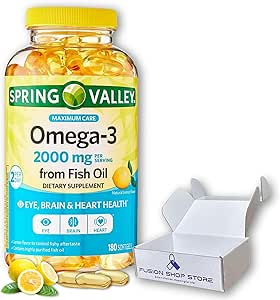 Amazon.com: Spring Valley Omega 3 2000mg- Fish Oil 180 Softgels (Pack ...