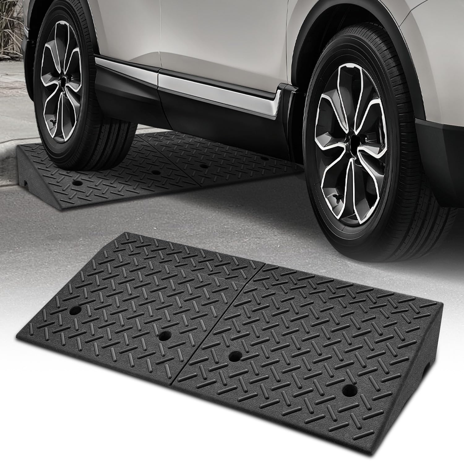 Amazon.com: Auto Dynasty Rubber Curb Ramps, 6.3" Lift Height Curbside ...