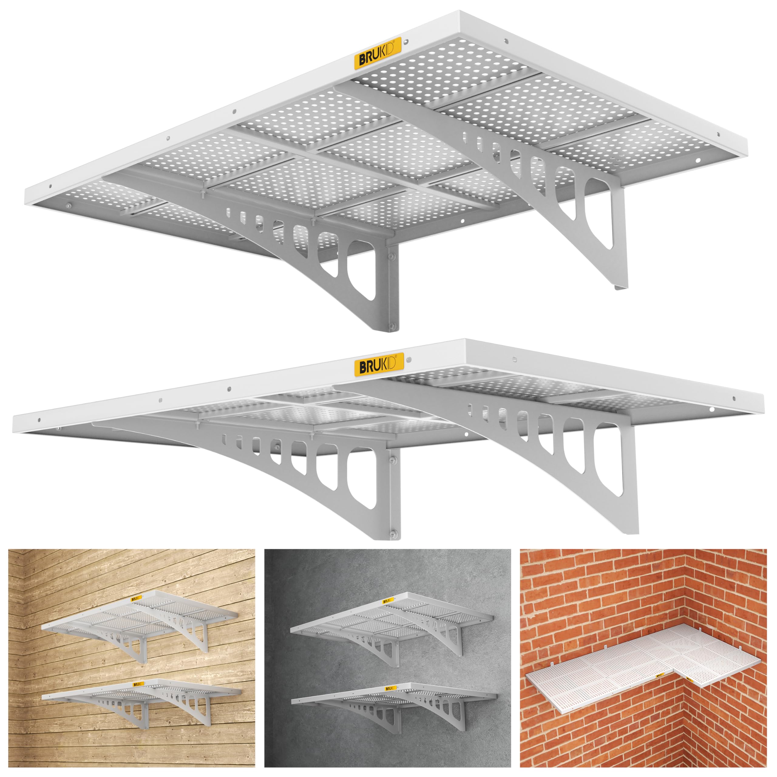 Amazon.com: Brukid 2-Pack 2x3ft Adjustable Rail Type Wall Shelves ...