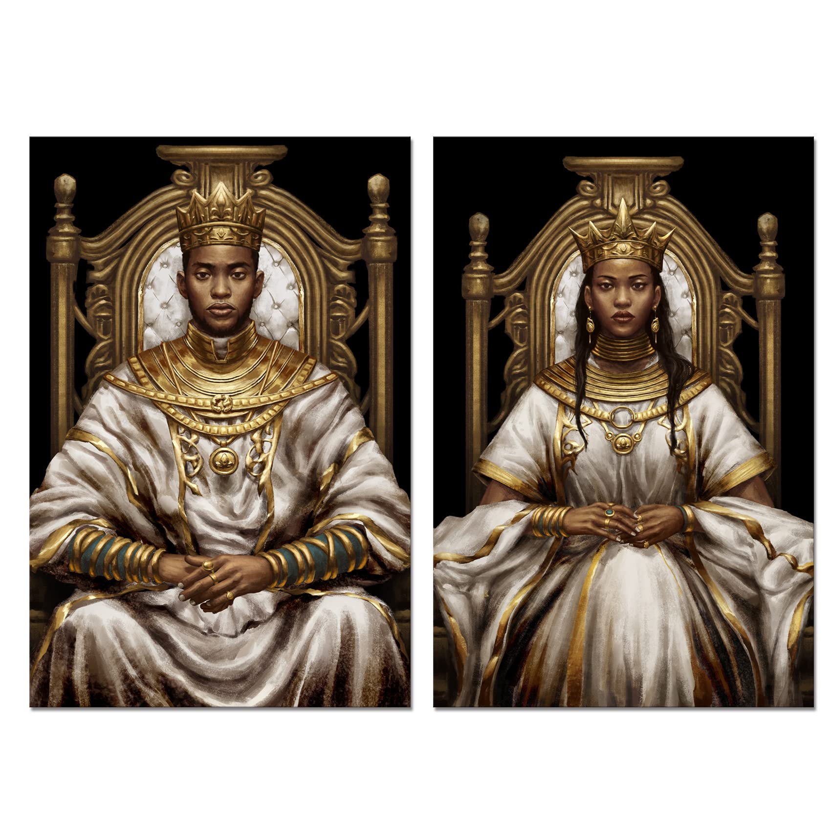 Amazon.com: Derkymo 2 Pieces Vintage Black King and Queen Canvas Wall ...