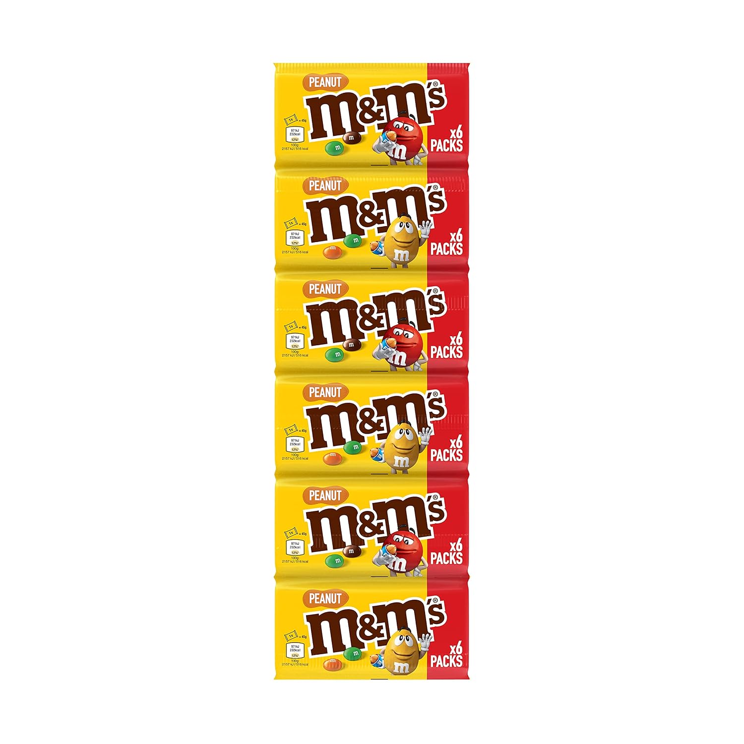 M&M'S PEANUT - Bonbons chocolat au lait et cacahuètes - 6 sachets de ...