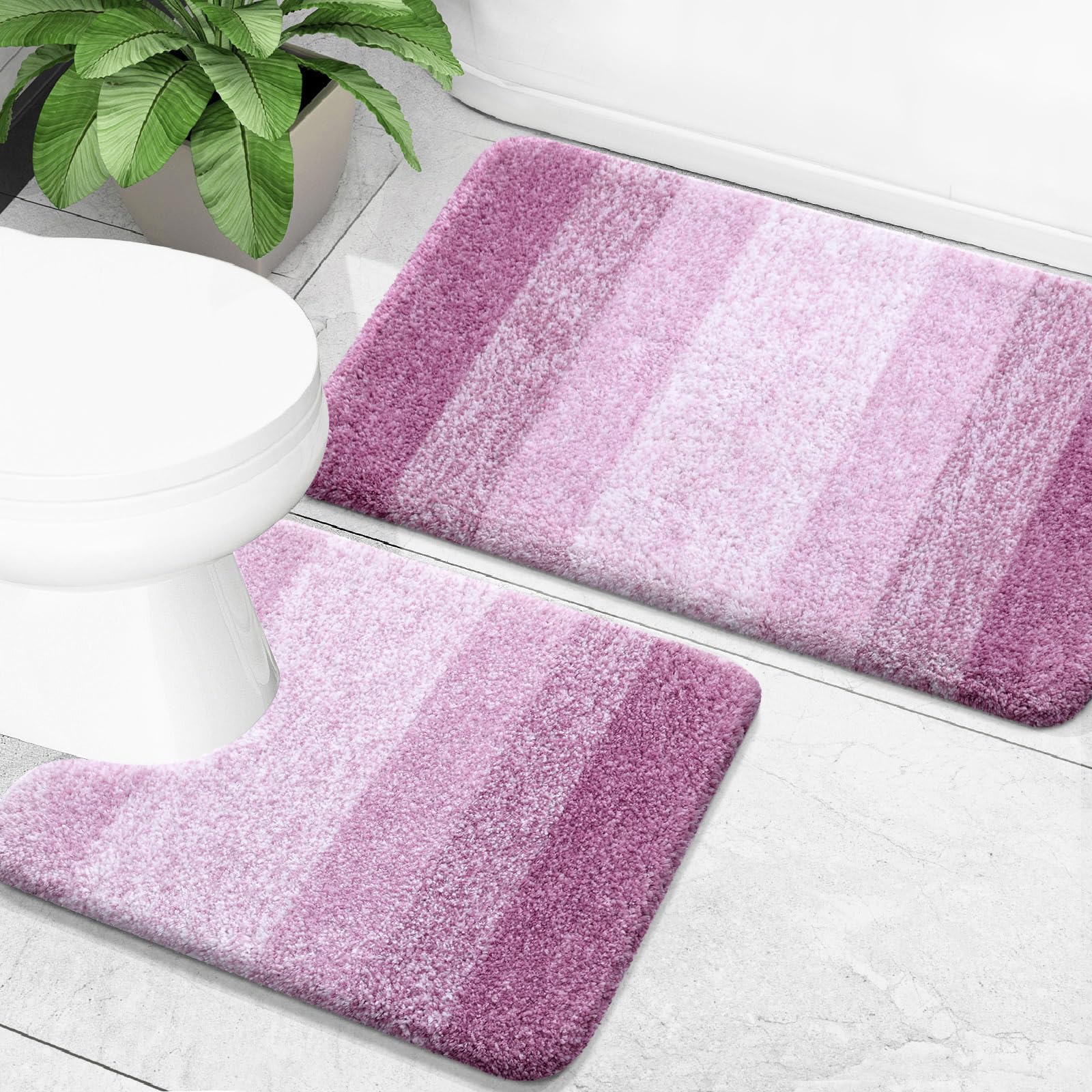 Amazon.com: OLANLY Bathroom Rug Set 2 Piece, Soft Absorbent Microfiber ...