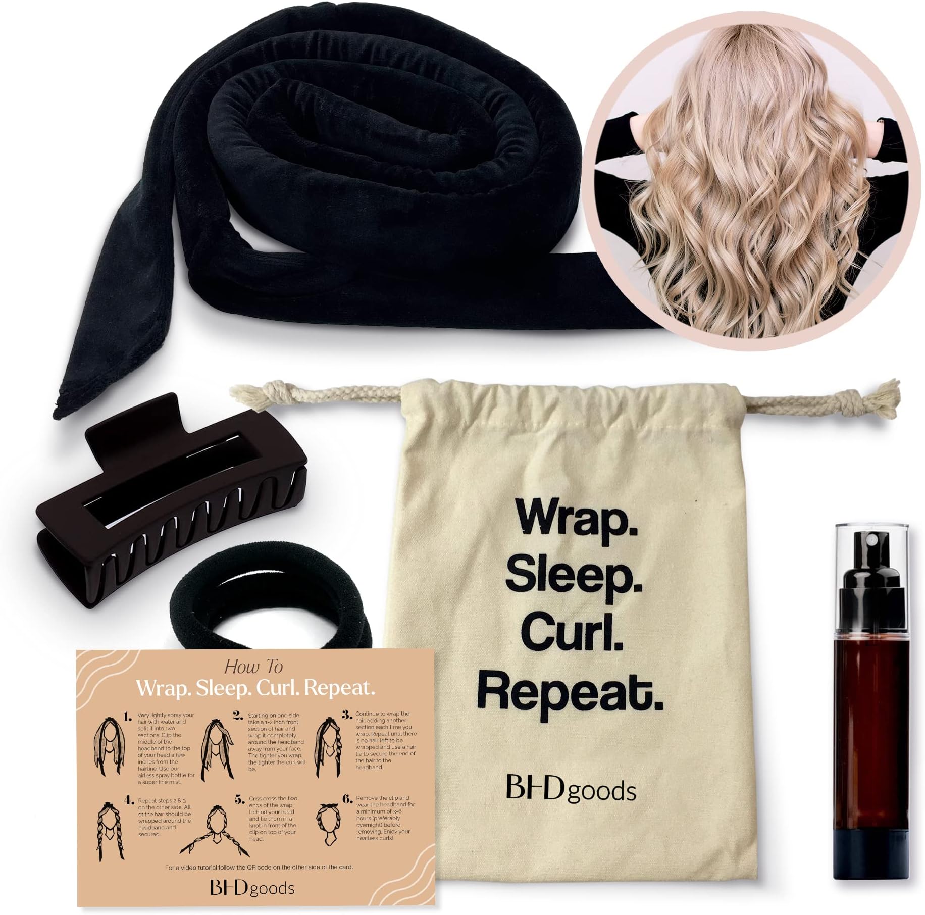 Amazon.com : Gwabee Satin Heatless Curls Overnight Hair Curlers to ...